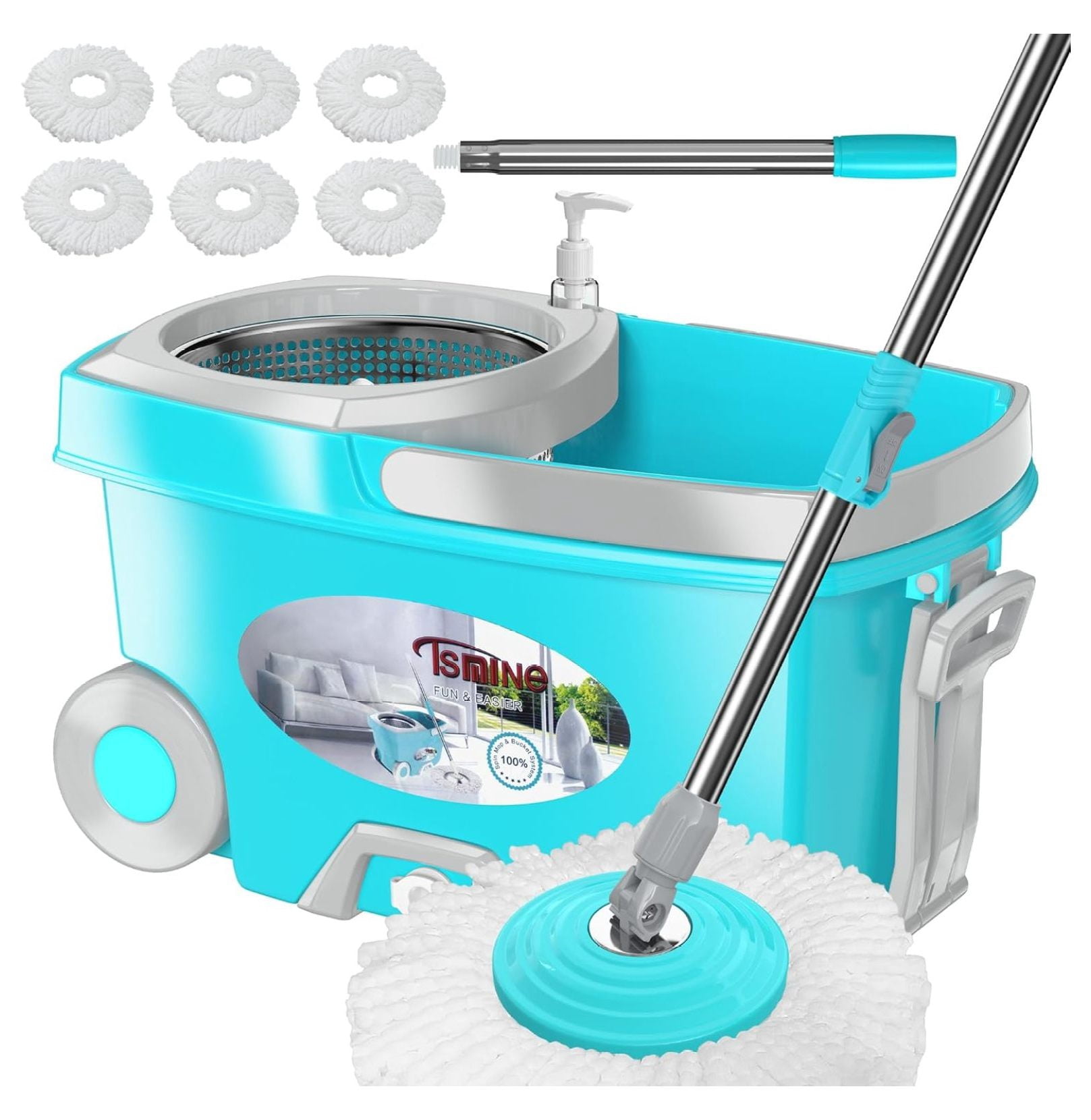 FunClean Spin Mop and Bucket,Mop and Bucket with Wringer Set for Home ...