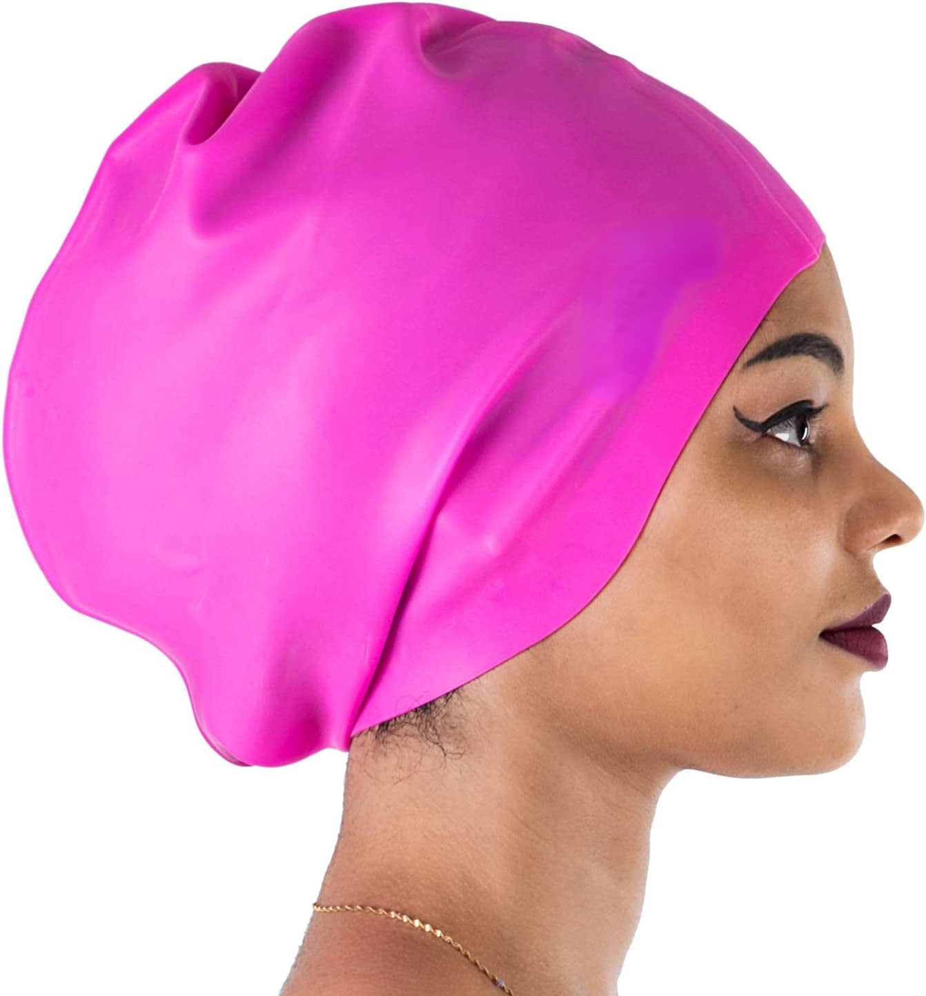 FunCuK Extra Large Silicone Swim Cap for Long Thick Curly Hair and ...