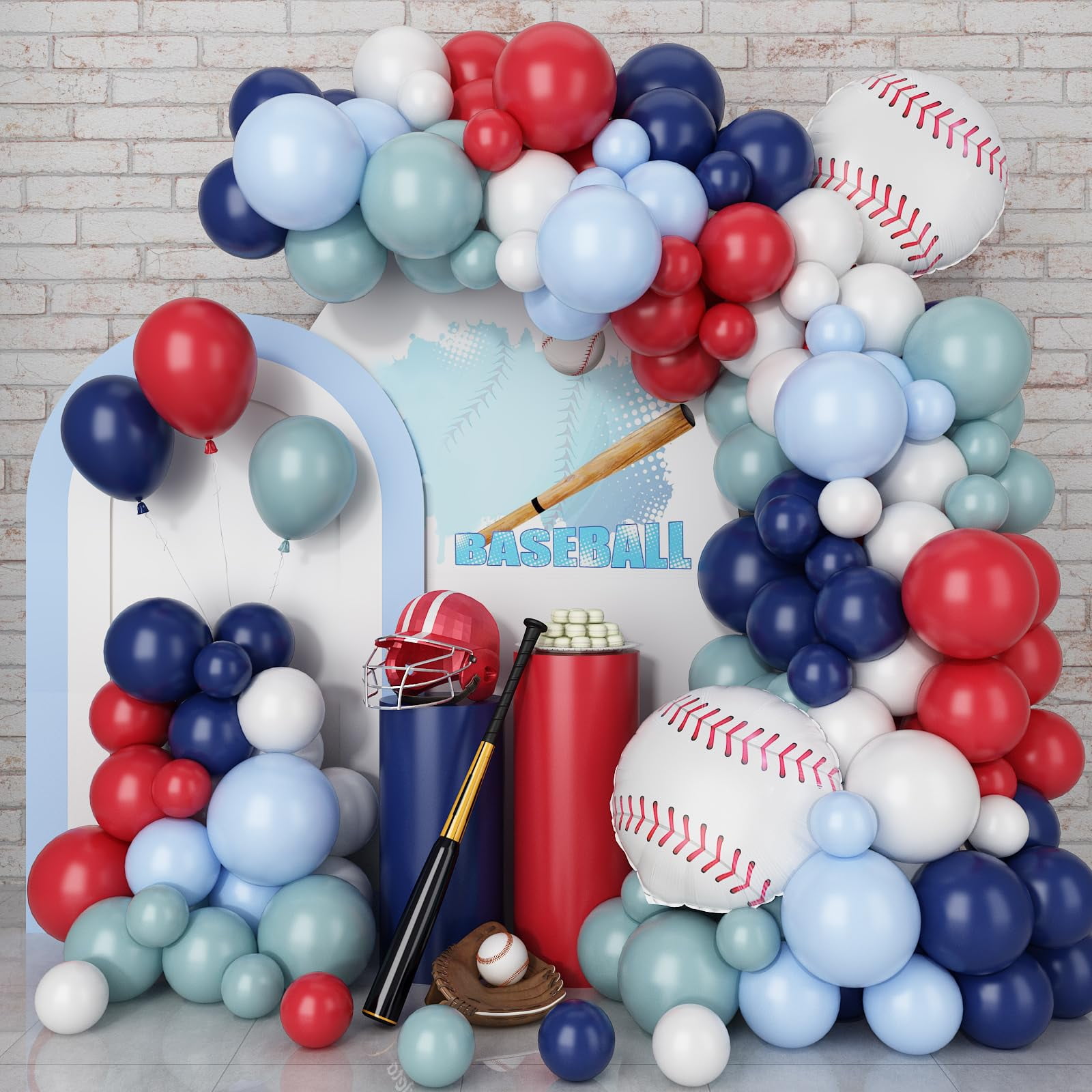 FunHot Baseball Balloon Arch SSF20 Garland Kit, Navy and Red Balloon ...