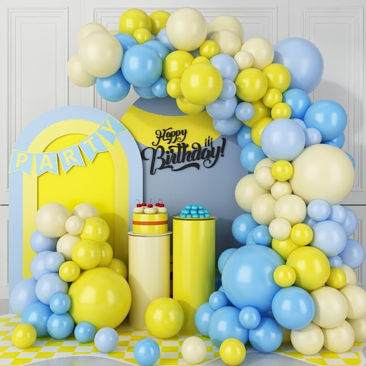 FunHot Blue Yellow Balloon Garland Arch Kit, Light Blue and Yellow ...