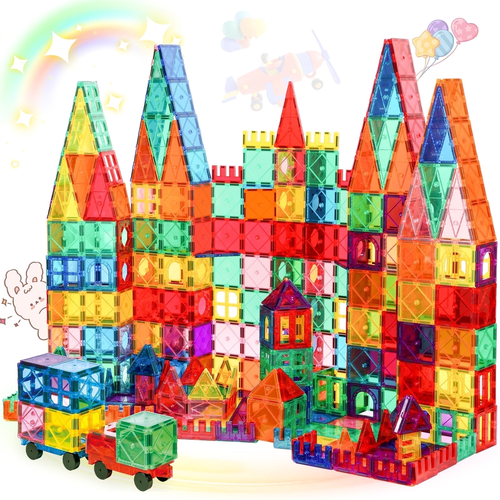 FunMagic Magnetic Tiles, 102Pcs Magnet Building Set,Magnetic Blocks, 3D ...
