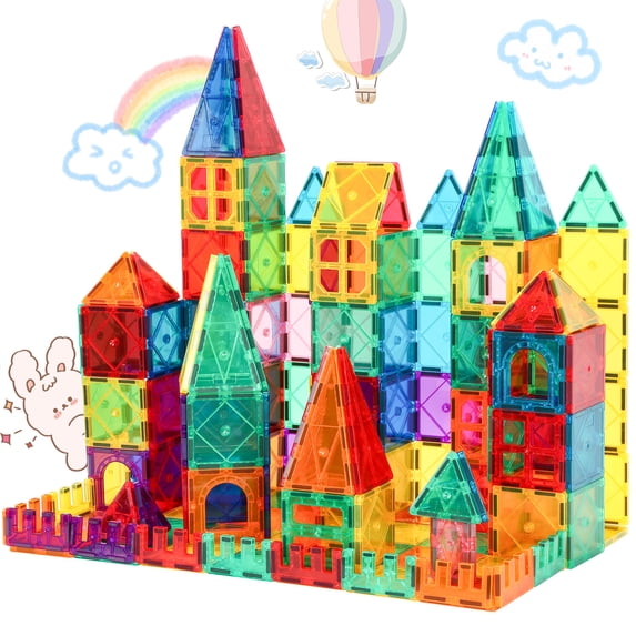 FunMagic Magnetic Tiles, 32-Piece Magnet Building Set for Kids, STEM 3D ...