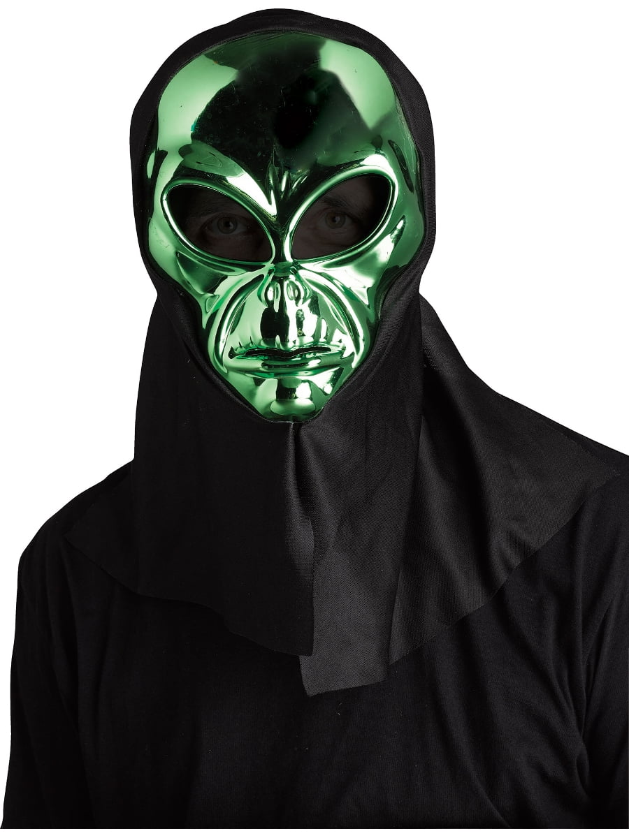 Area 51 Alien Mask Chrome Green Costume Accessory - Walmart.com