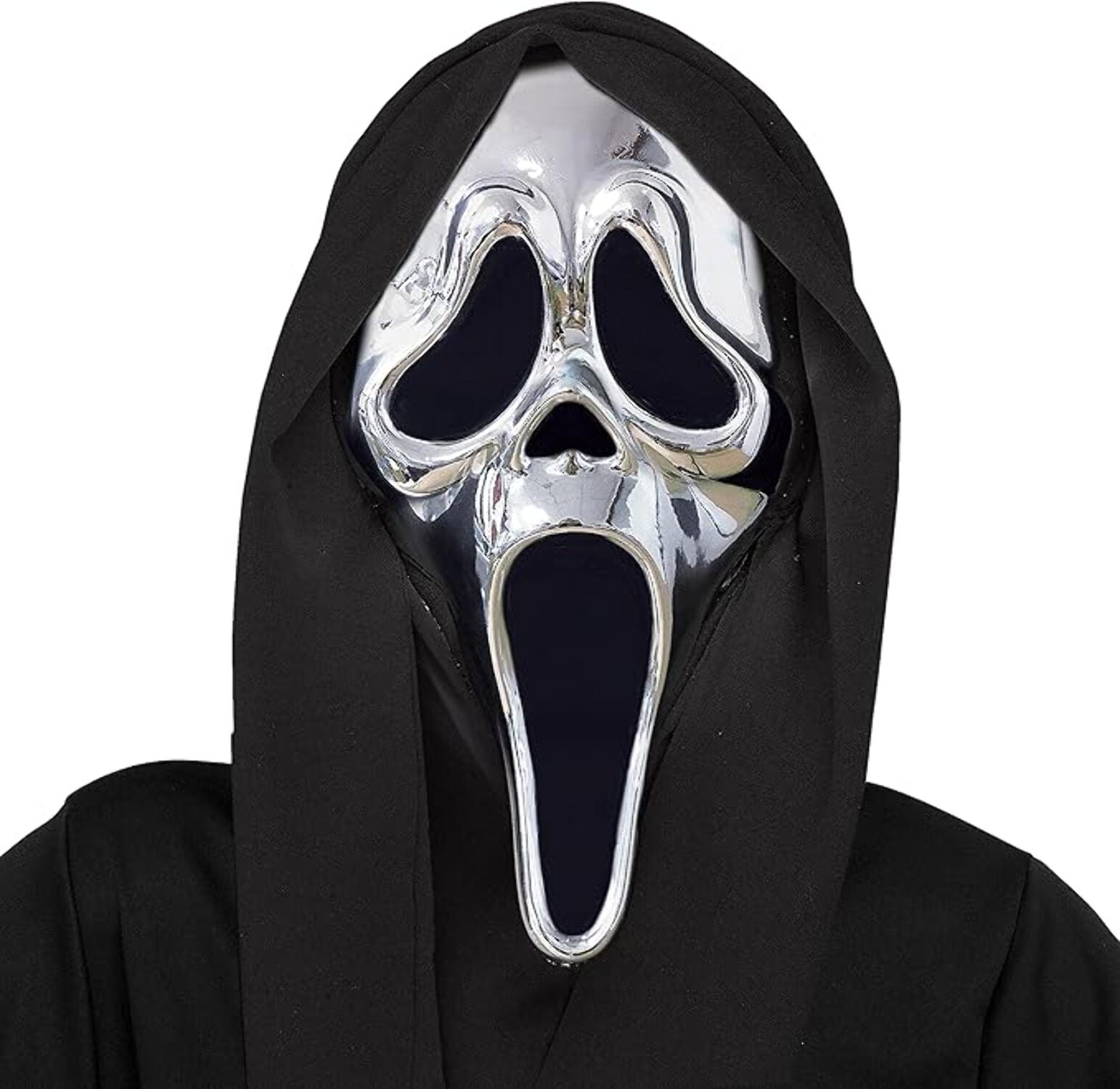 Shiny Silver Chrome Ghost Face Adult Mask: Iconic Scream Costume ...