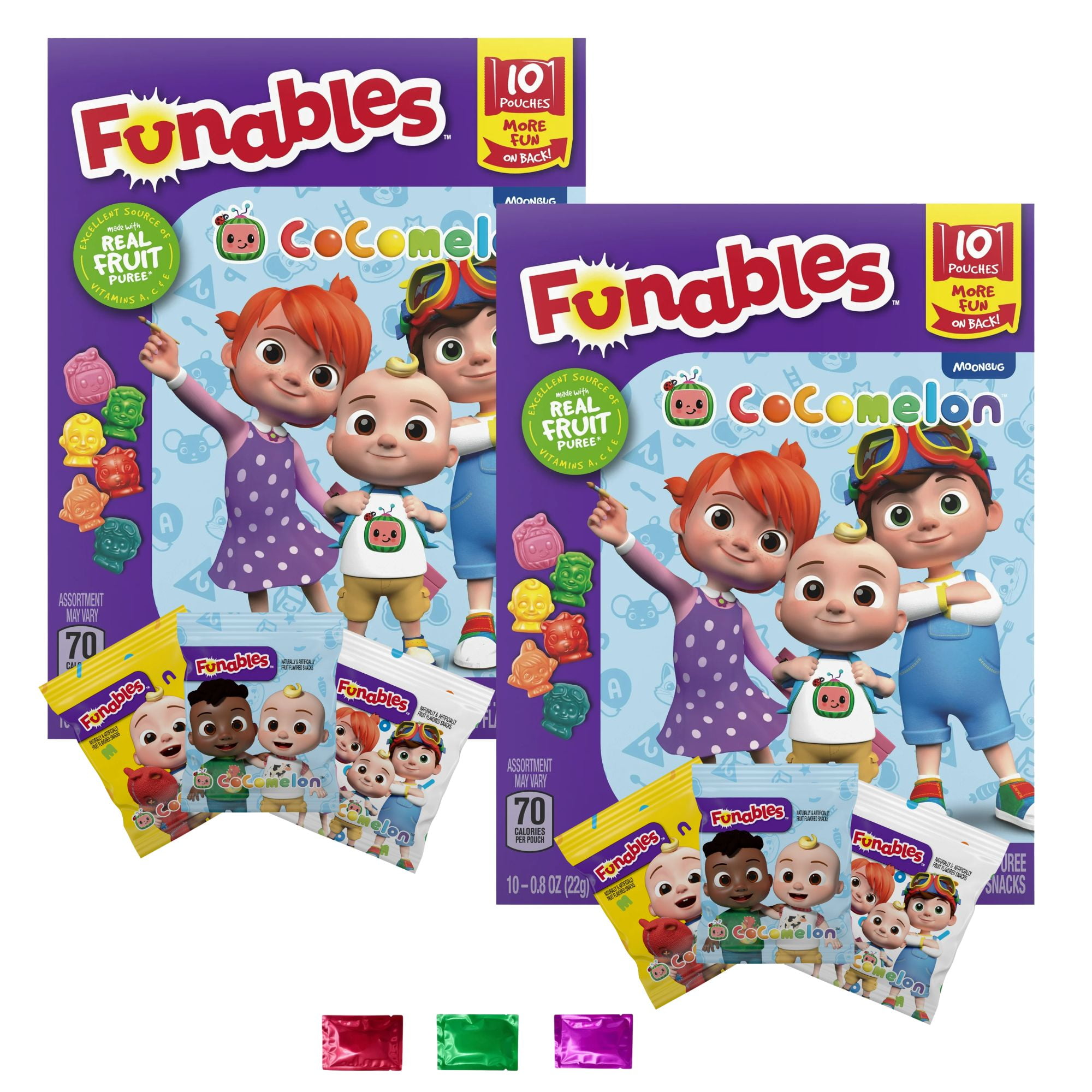 Funables Cocomelon Fruit Flavored Snacks 20 Pouches Total 2 Boxes, Made ...