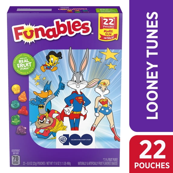 Funables Fruit Flavored Snacks, Looney Tunes, 0.8 oz, 22 Count ...