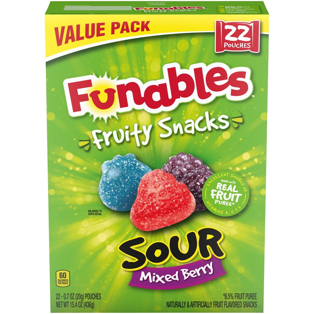 Funables Fruity Snacks Sour Mixed Berry Fruit Snacks, 15.4 oz, 22 Count ...