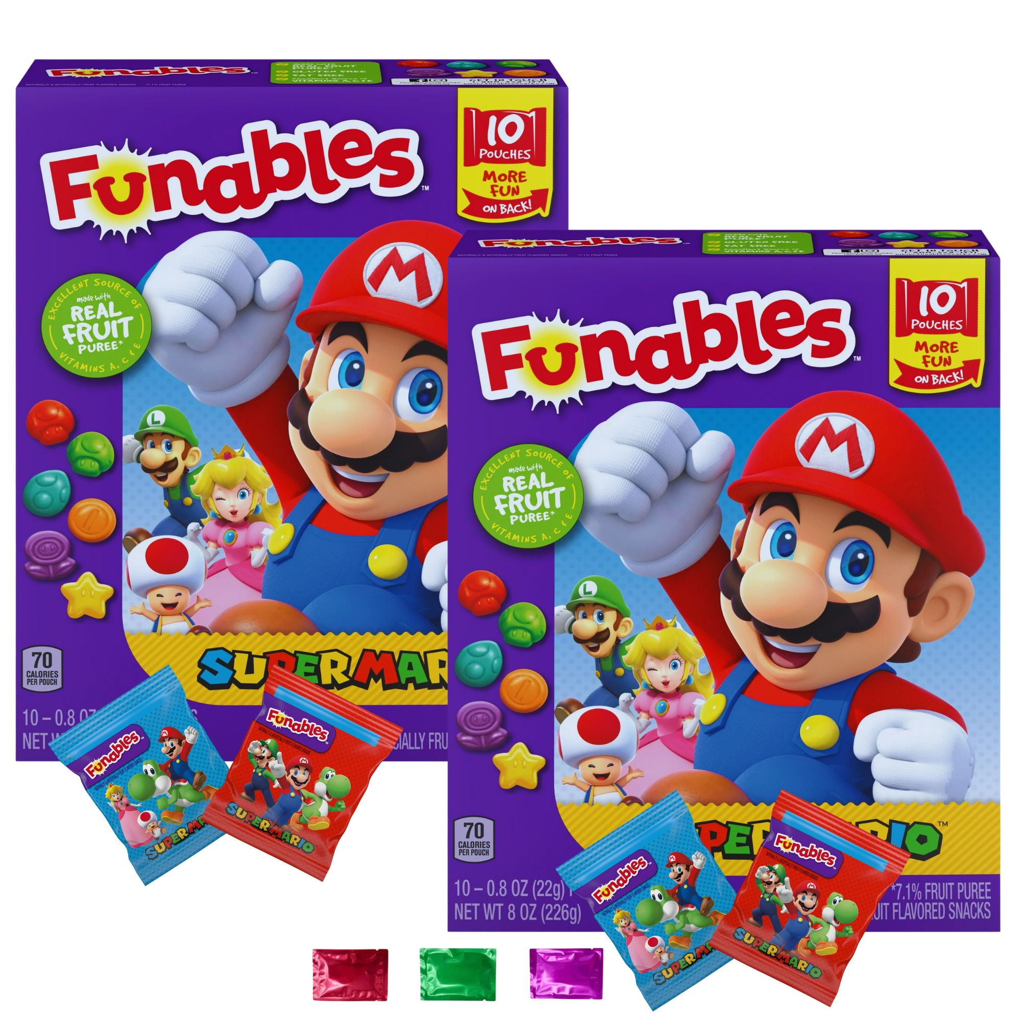 Funables Super Mario Fruit Flavored Snacks 20 Pouches Total 2 Box, Made ...