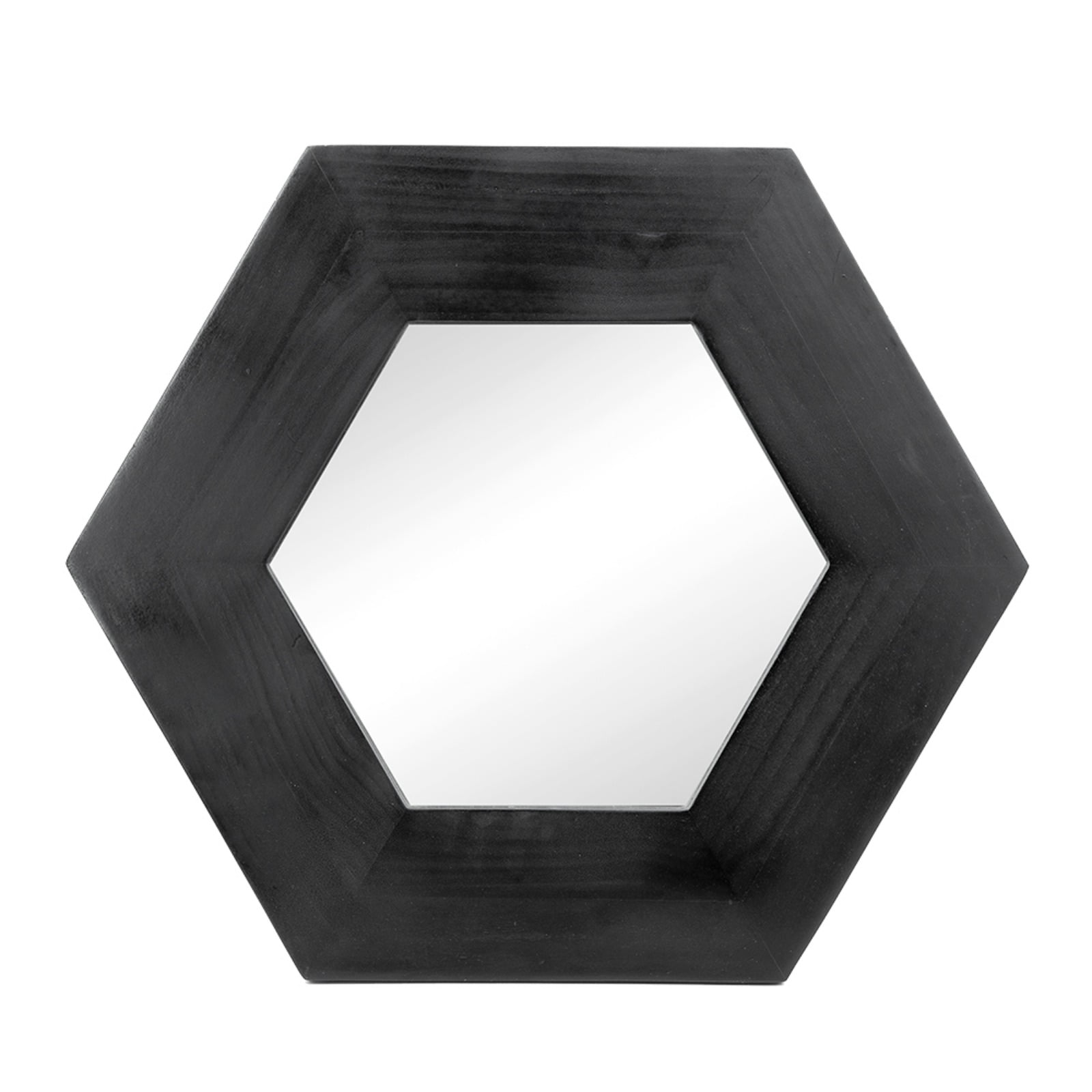 Funae 18.5 X 18.5inch Natural Wood Frame Hexagonal Mirror, Wall ...