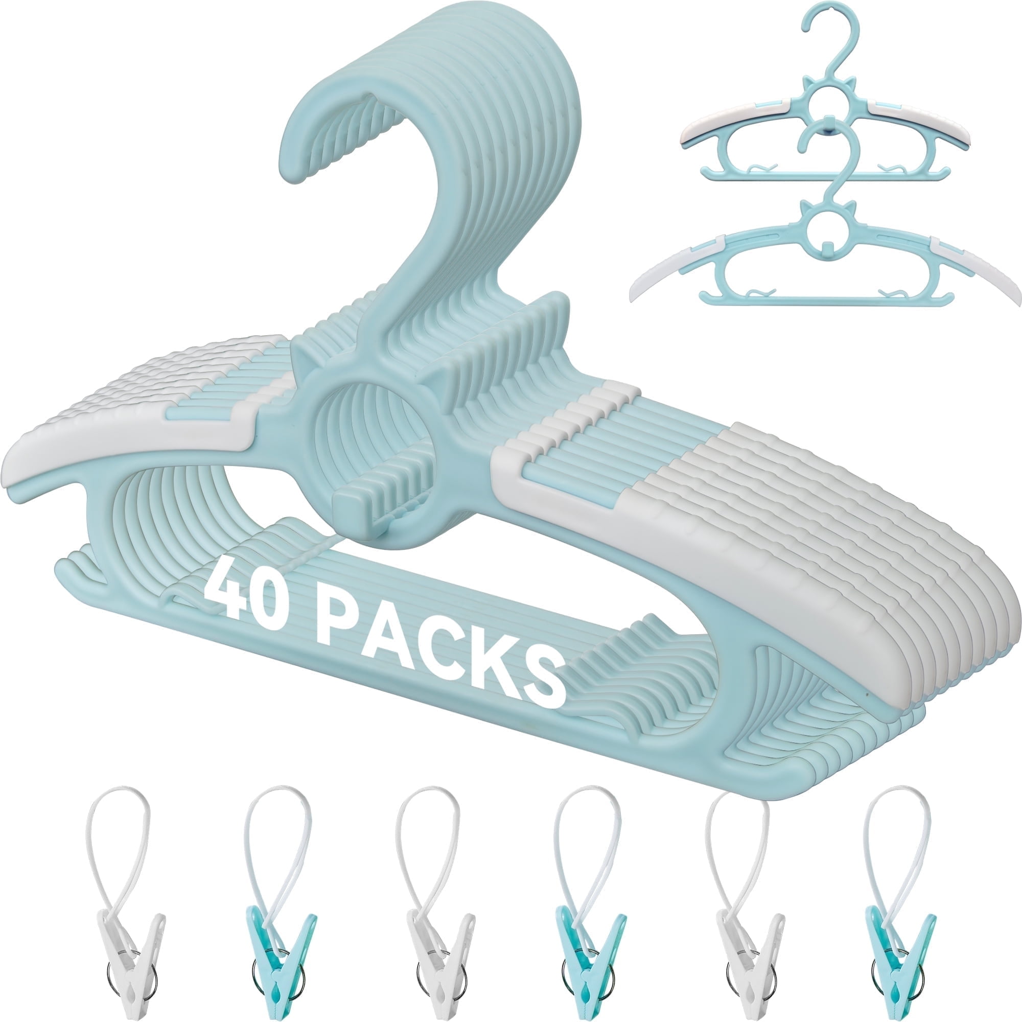 Funamily 40pcs Baby Nursery Closet Hangers, 11"-14.6" Adjustable Kids ...