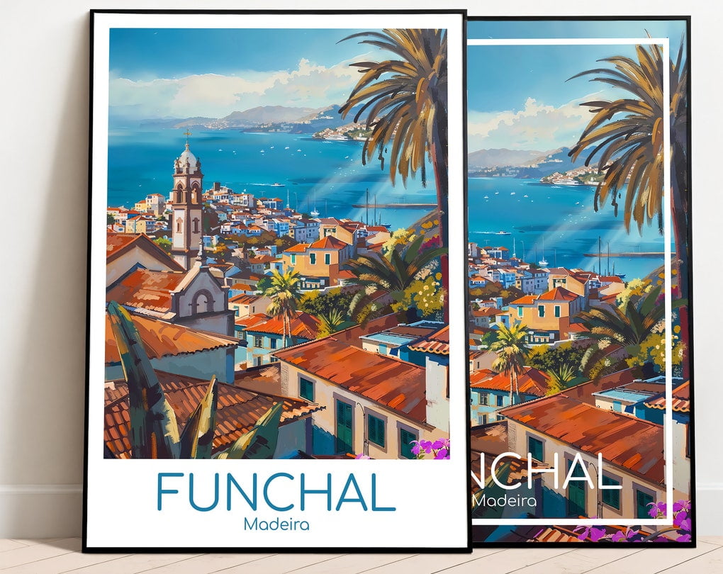 Funchal Travel Poster Madeira Funchal Poster Wall Art Portugal Vintage ...