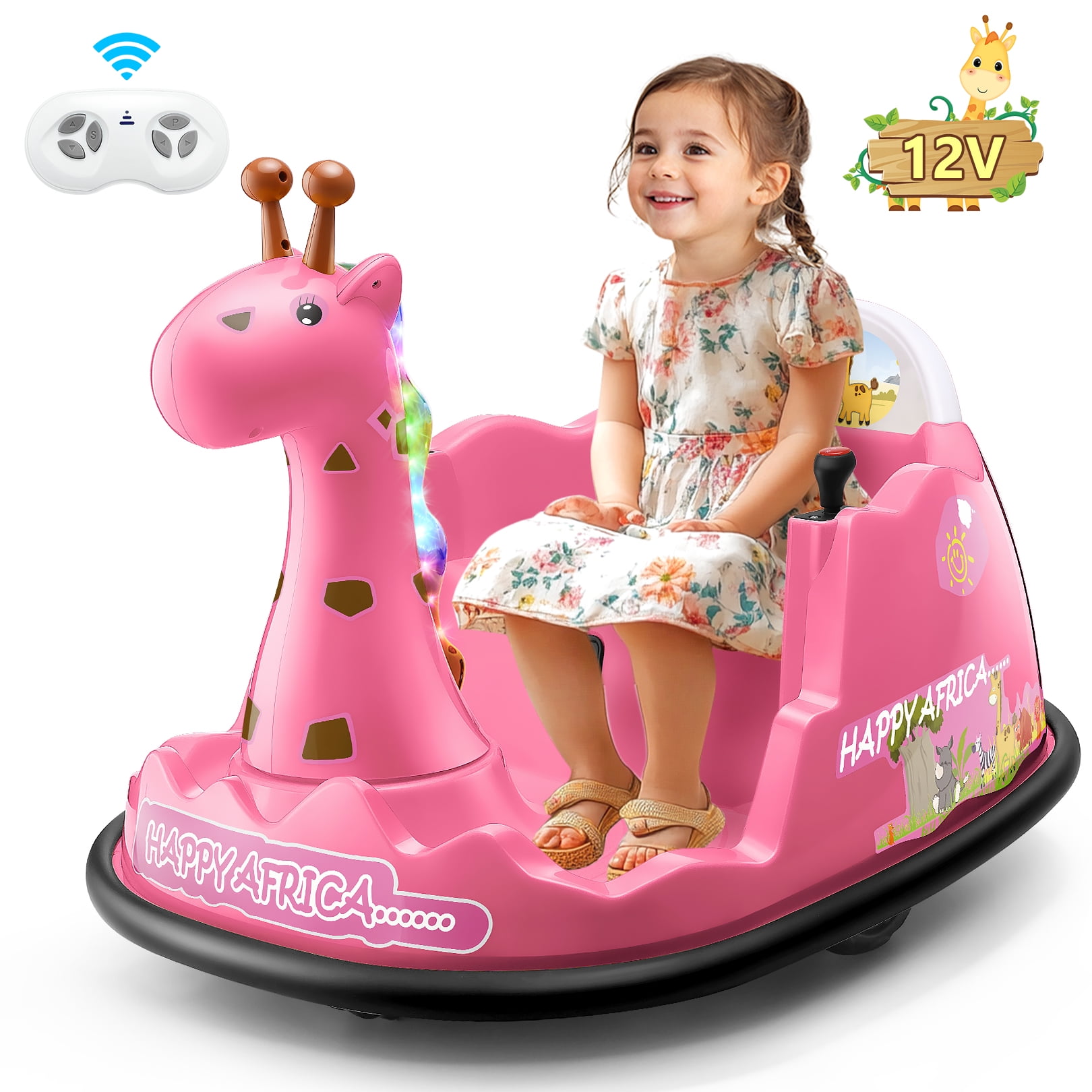 Funcid 12V Electric Giraffe Bumper Car for Toddler, Baby Bumper Car ...