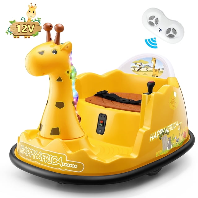 Funcid 12V Giraffe Bumper Car with Remote Control, 360° Spin Ride on ...