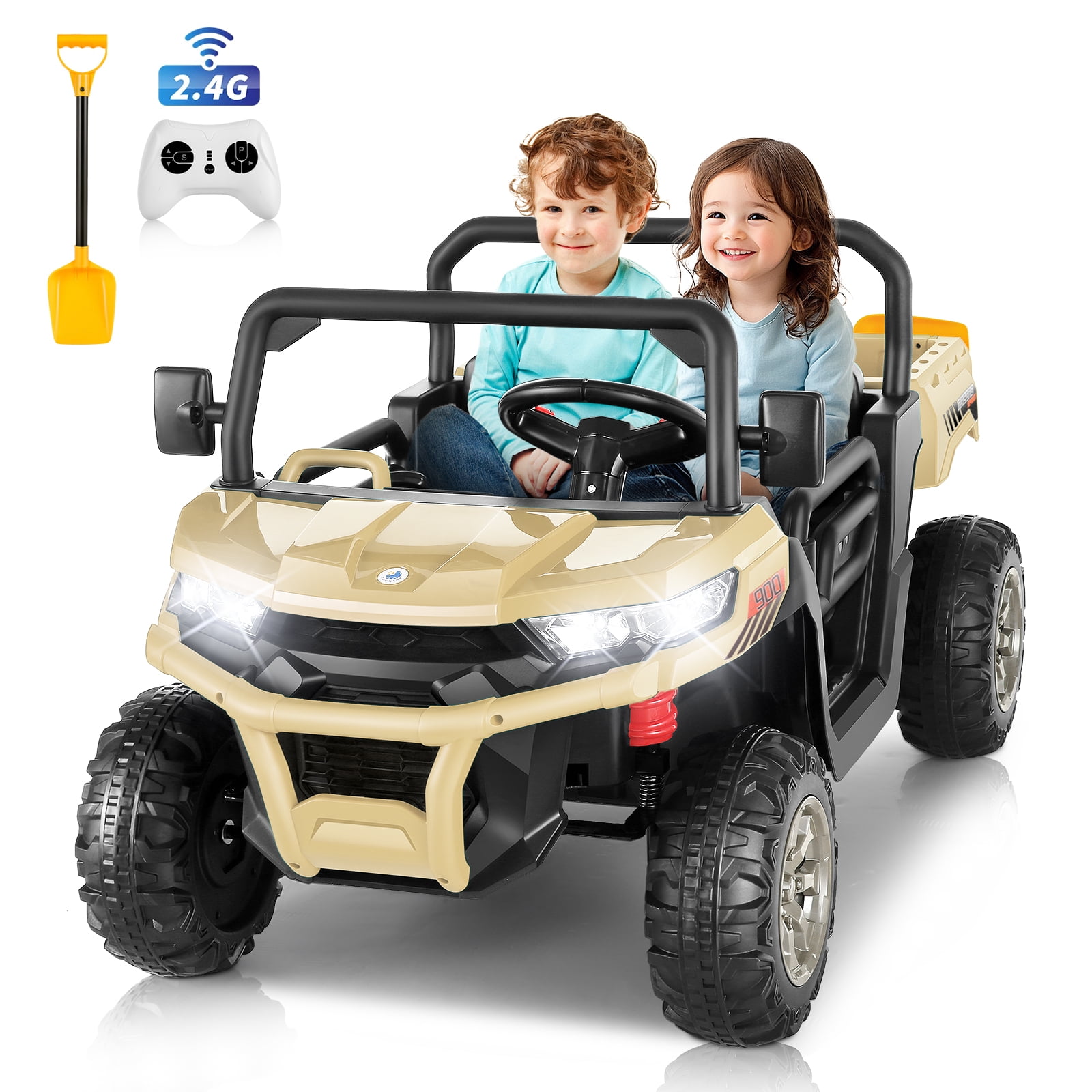 Funcid 24V 2-Seater Kids UTV with Remote, 2x200W, Dump Truck, Tilting ...