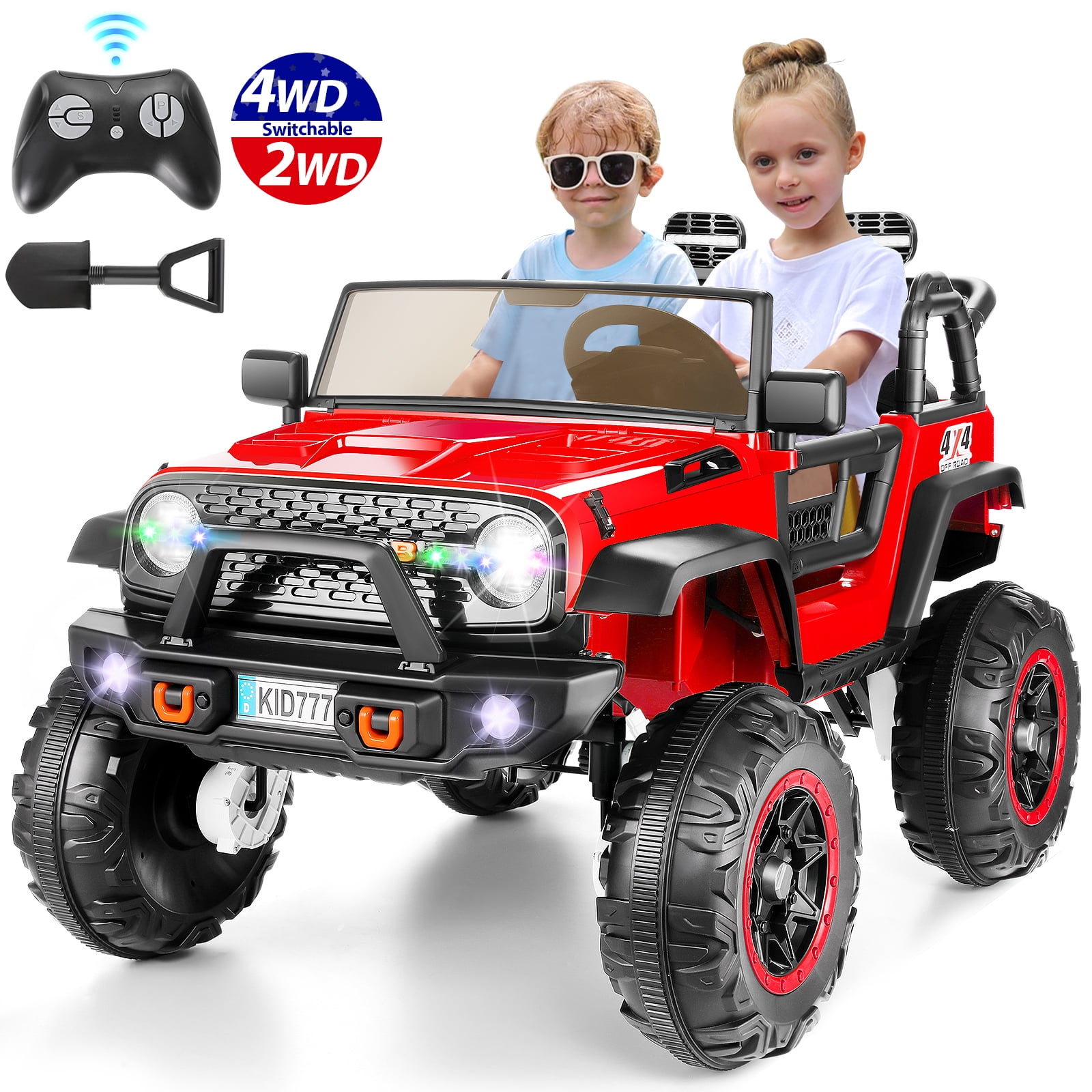 Funcid 24V 2-Seater 4WD Electric Ride On Car, Remote Control, 4x100W ...