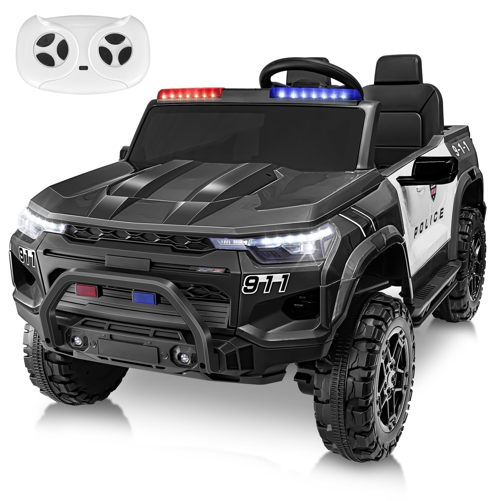 Funcid 24V 2-Seater Kids Ride on Police Car 4x4 Ride on Toys W/ Remote ...