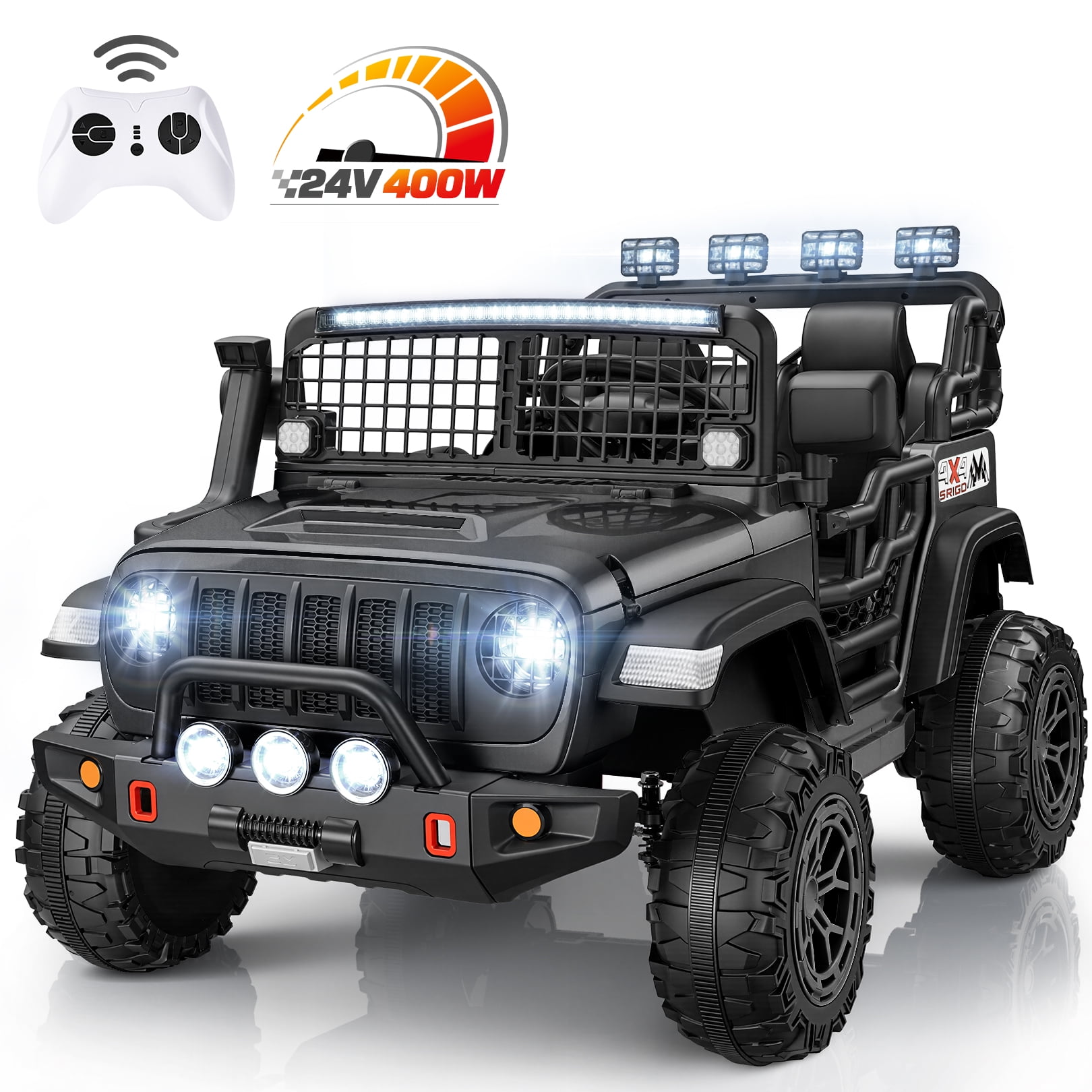 Funcid 24V 2-Seater Kids Ride on Police Car 4x4 Ride on Toys W/ Remote ...