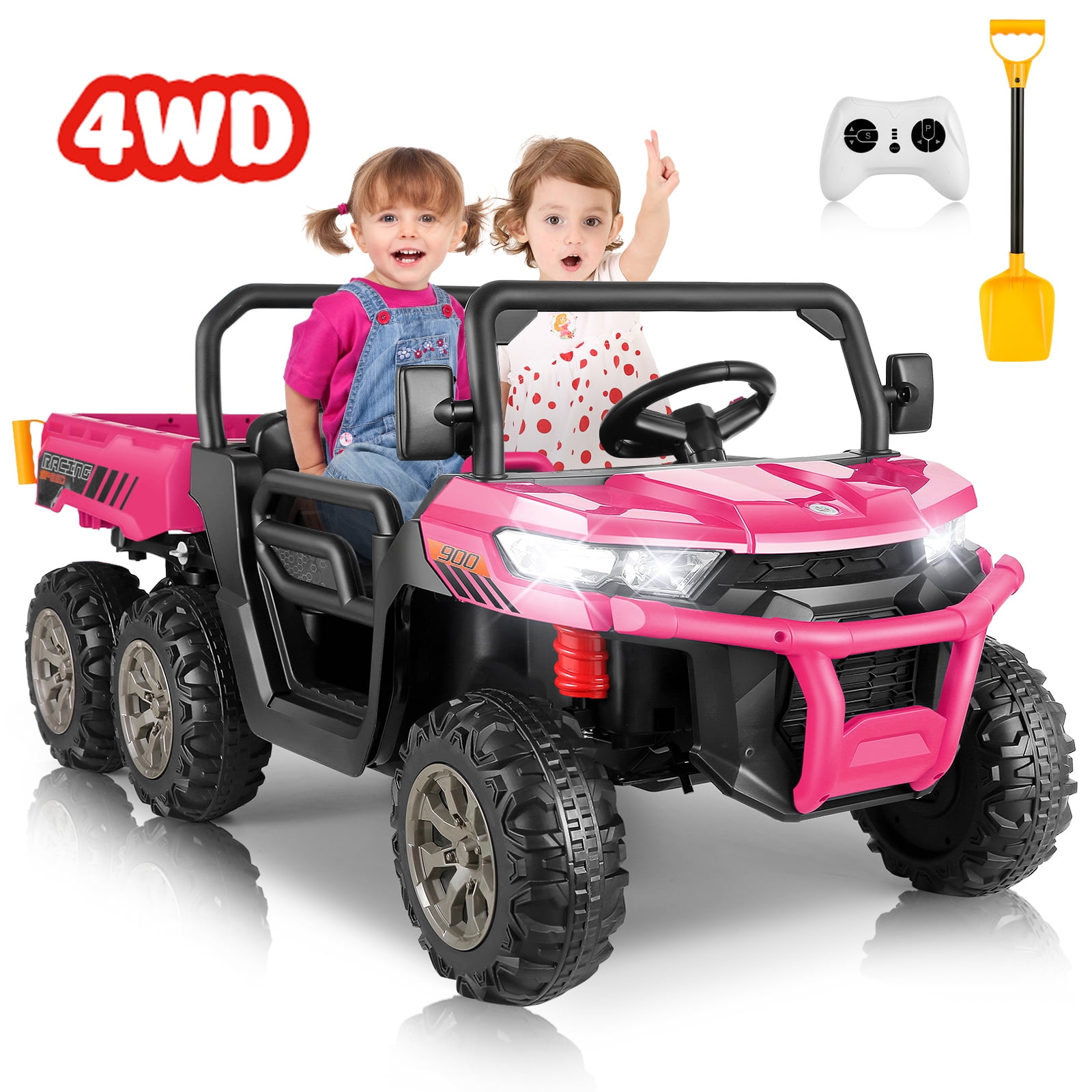 Funcid 24V Ride on Toys with Dump Bed, Electric Battery Powered 6-Wheel ...