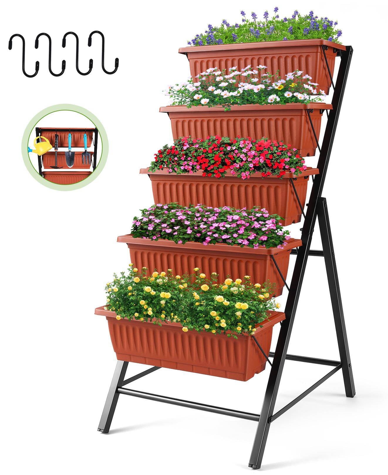 Gymax 3-Tier Raised Garden Bed Vertical Freestanding Flower Pot Stand ...