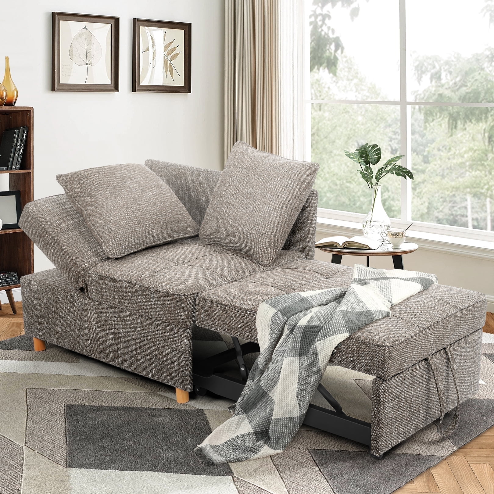 SEJOV 4-in-1 Convertible Sleeper Chair Bed, Futon Sofa, Single Recliner ...