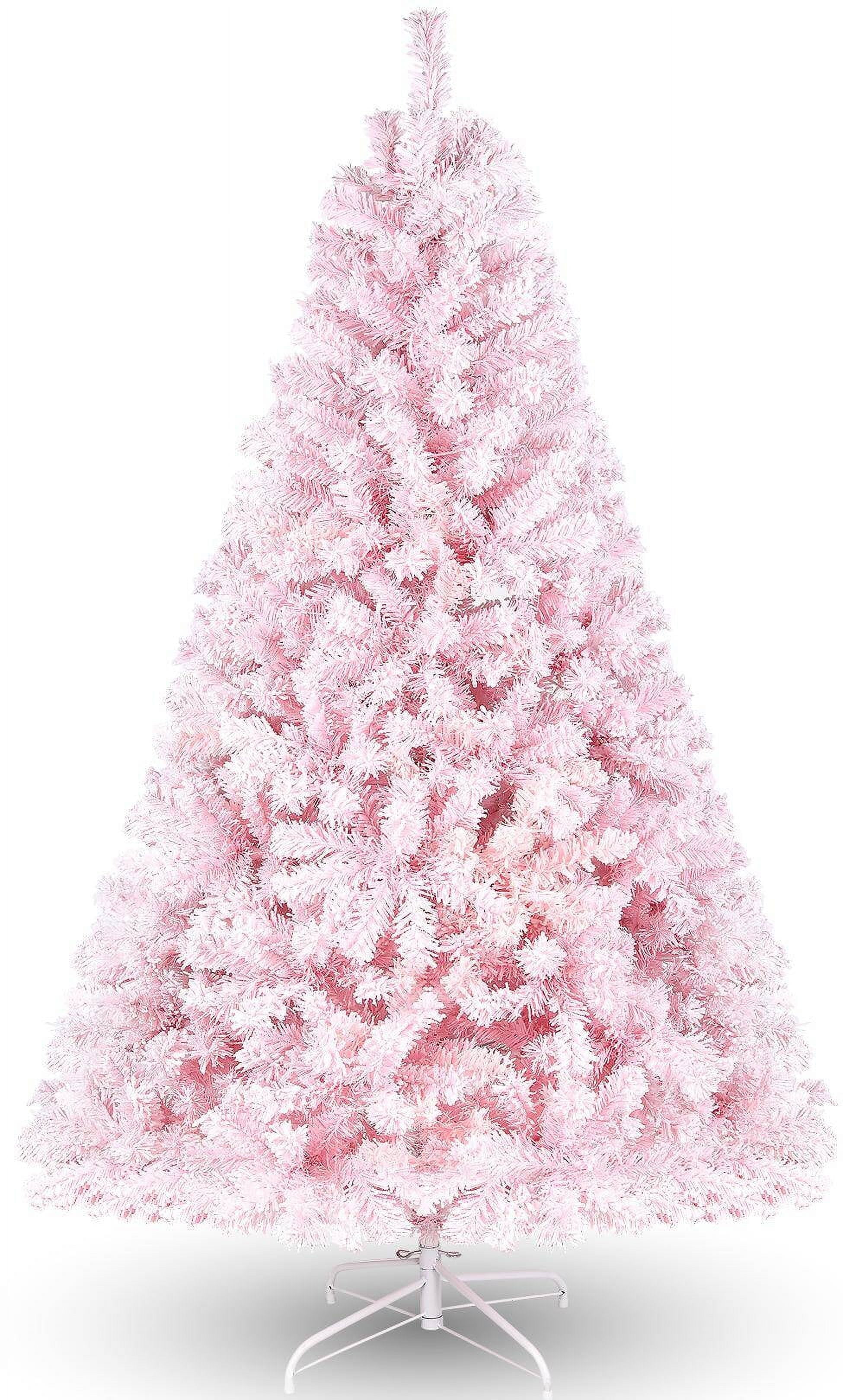 Funcid 6ft Pink Artificial Christmas Tree Full Flocked Christmas Pine ...