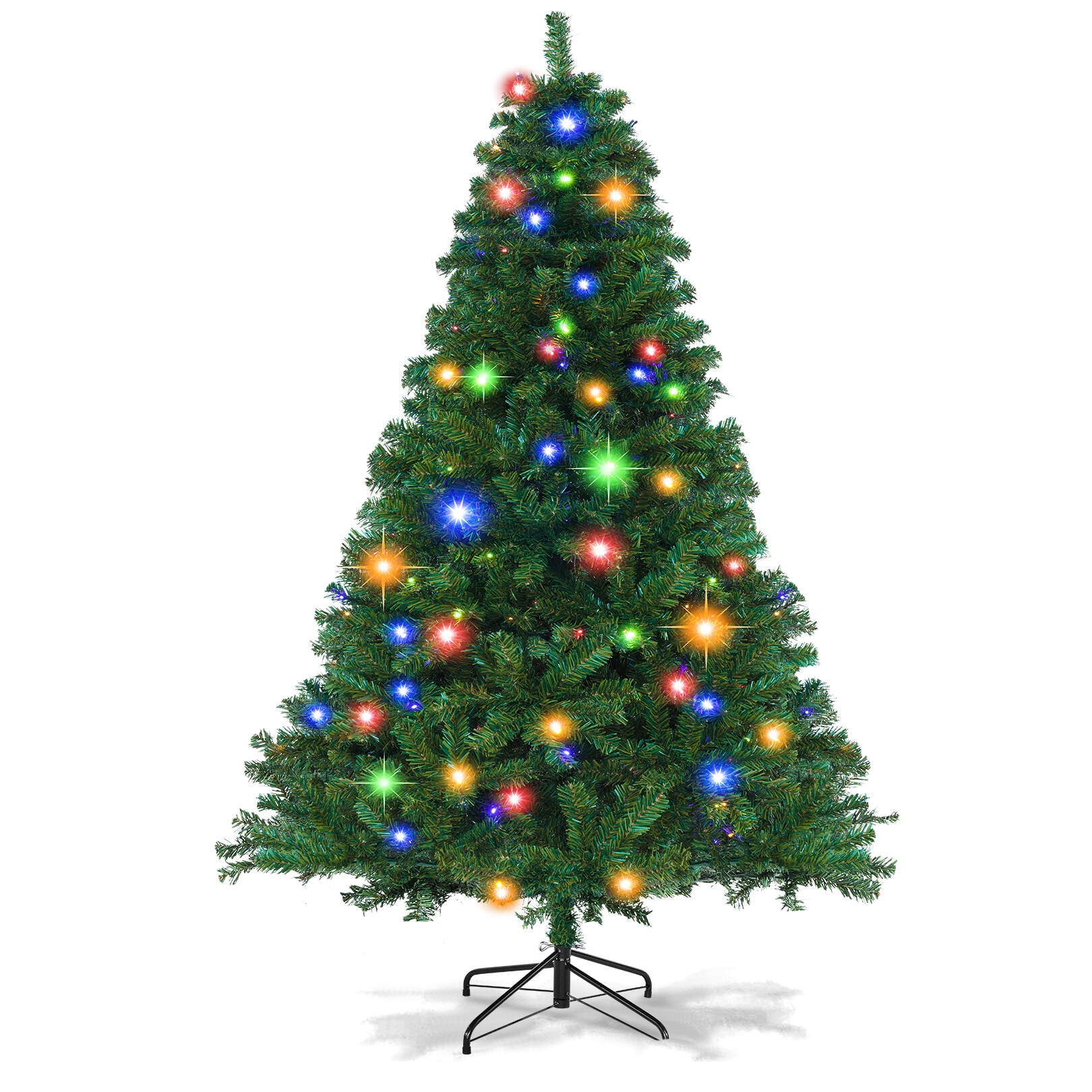 Funcid 6ft Pre-Lit Green Artificial Christmas Tree with 250 Colorful ...