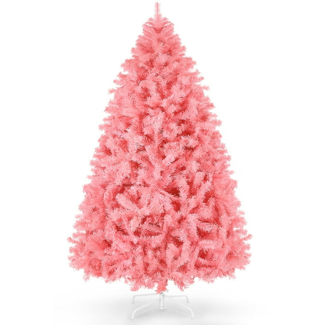Funcid 6ft Pink Artificial Christmas Tree, Hinged Spruce Full Tree with ...
