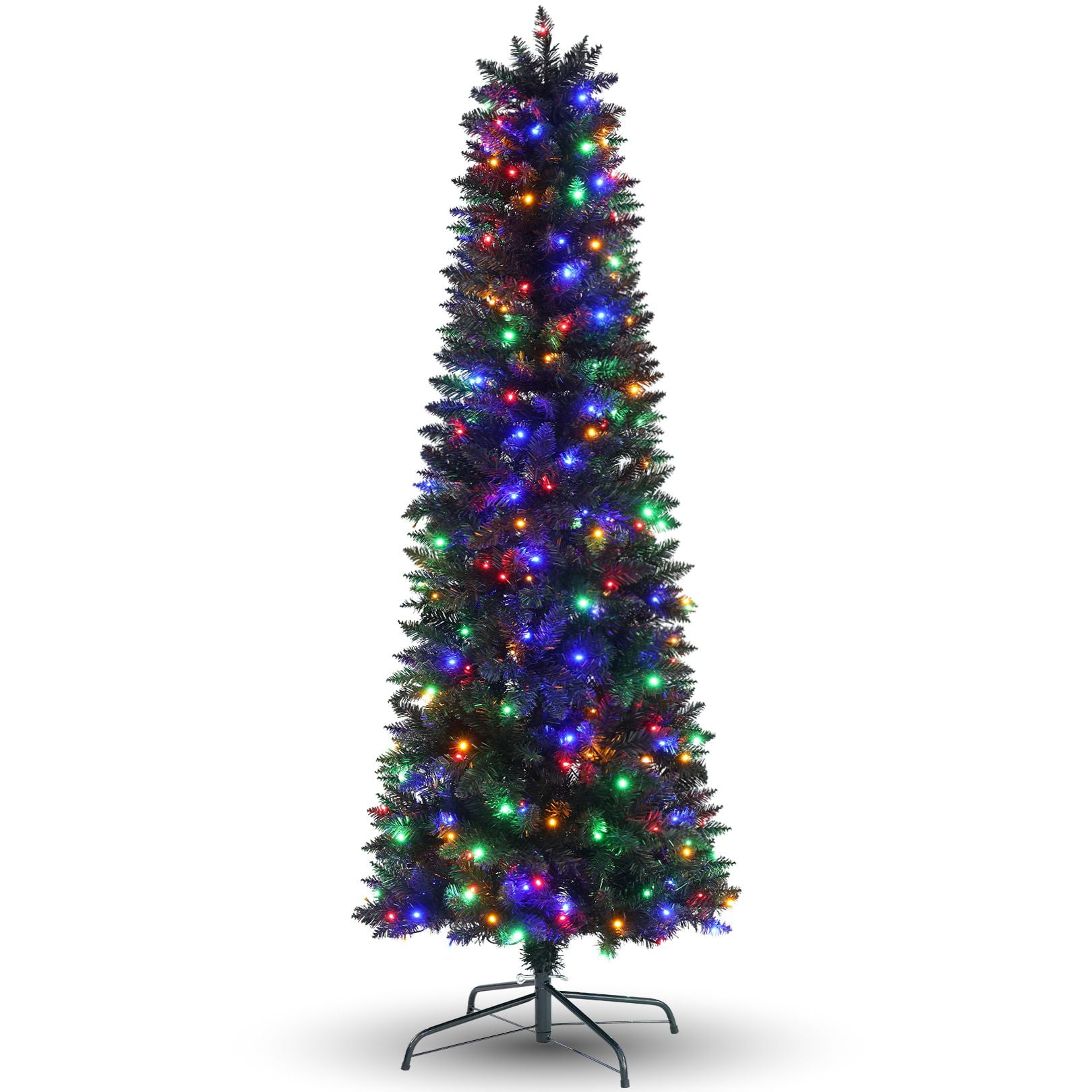 Funcid 6ft Pre-Lit Black Pencil Christmas Tree, Slim Artificial ...
