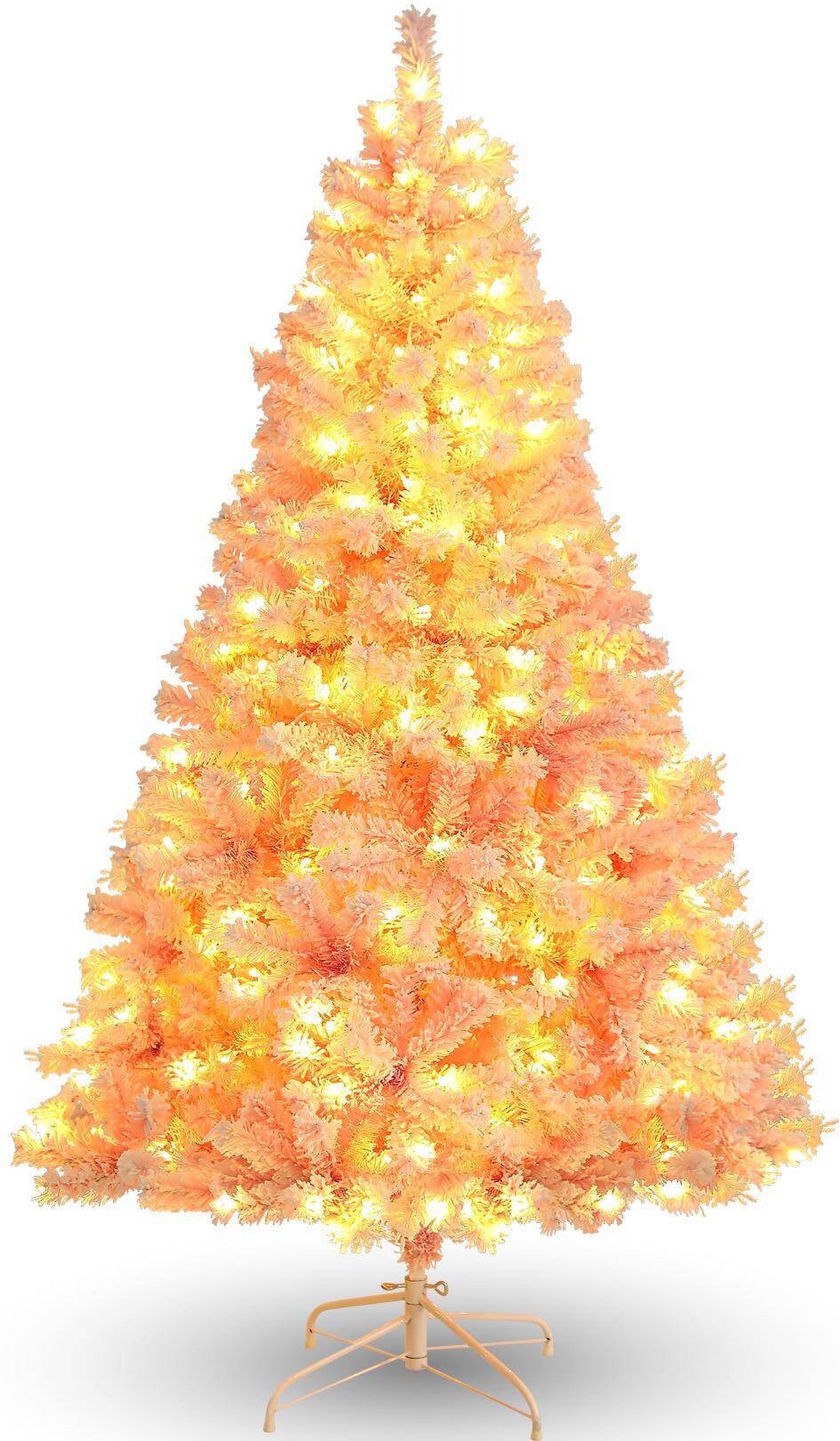 Funcid 6ft Pre-lit Flocked Christmas Tree 8 Adjustable Light Flash Rate ...