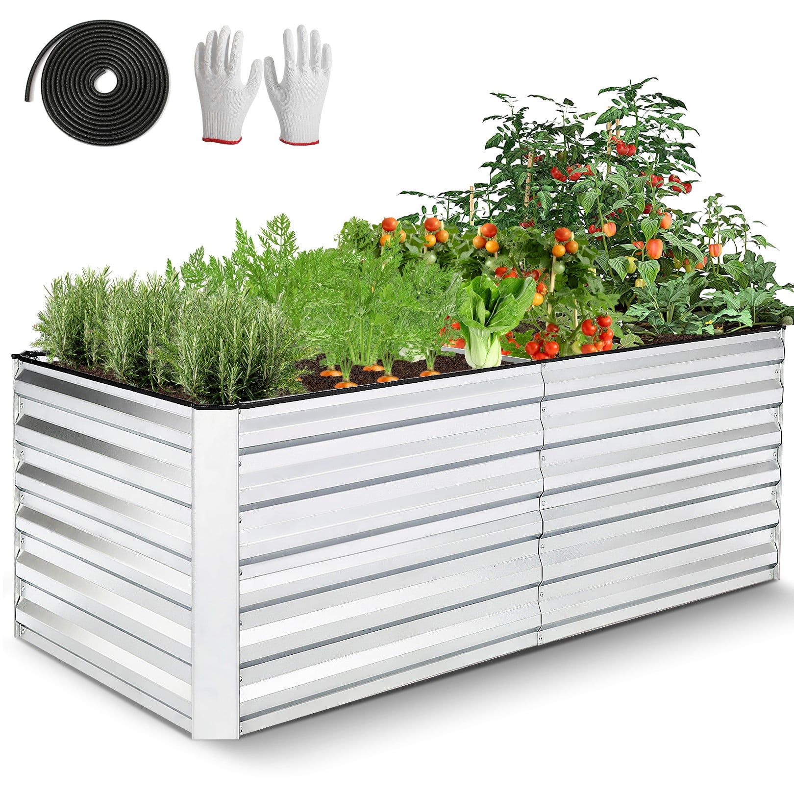Funcid Galvanized Raised Garden Beds 6ftx3ftx2ft Large Metal Garden ...