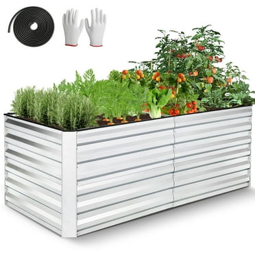 Yoneston Galvanized Raised Garden Beds 6x3x1ft Rectangle Metal Garden ...