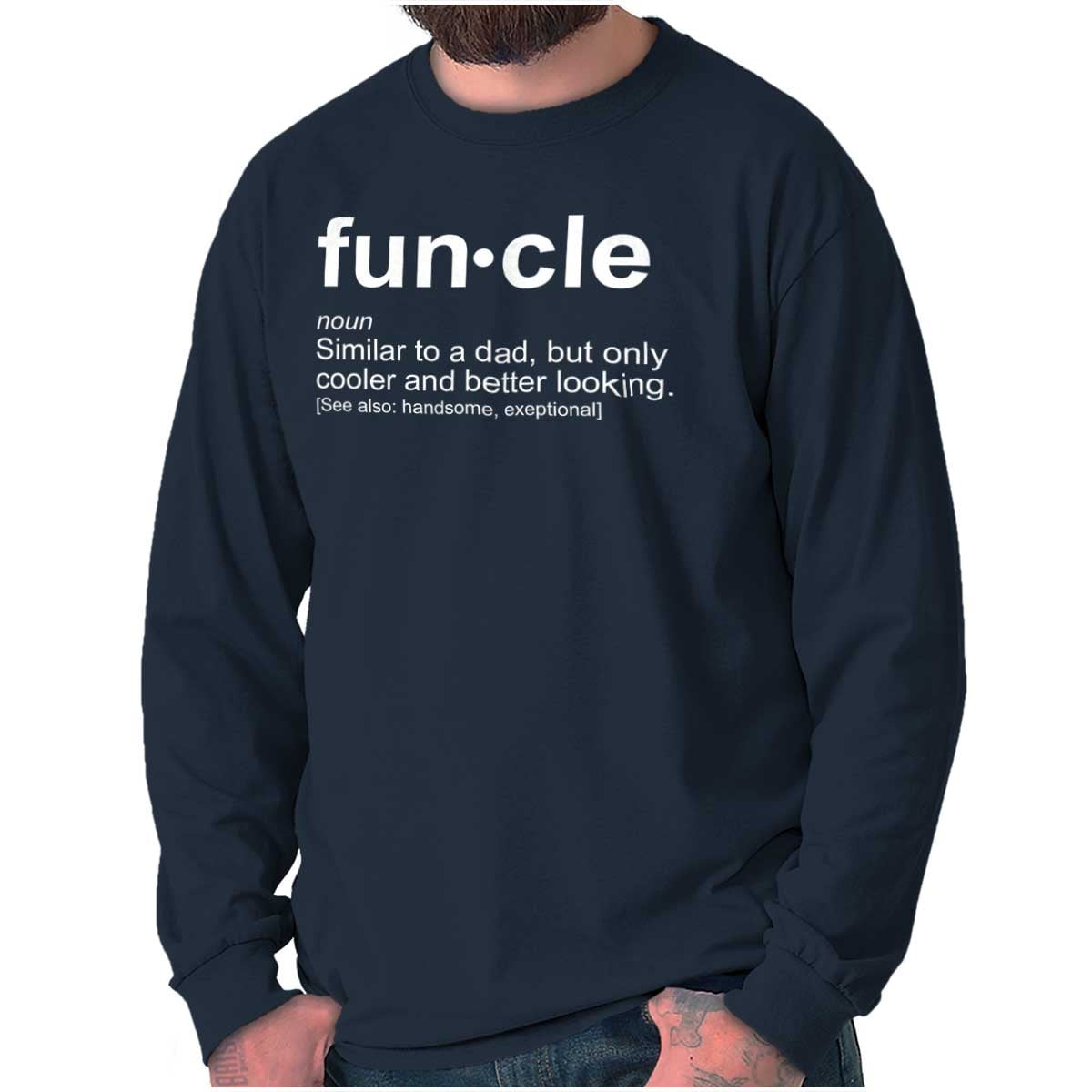 Funcle Fun Uncle Definition Cool Men's Big & Tall Long Sleeve Graphic Tee Brisco Brands 2X ...
