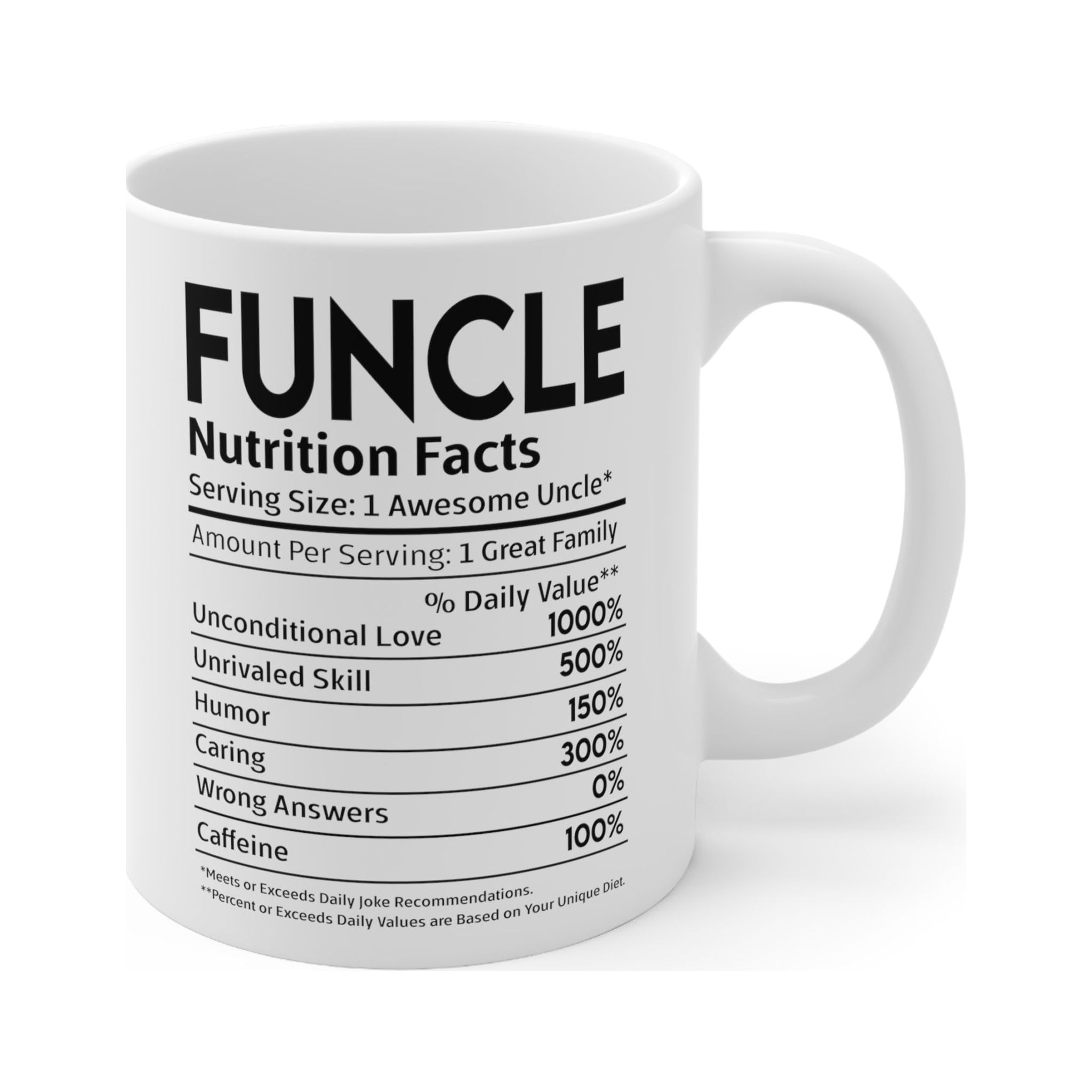 Funcle Nutrition Facts Ceramic Mug 11oz - Walmart.com