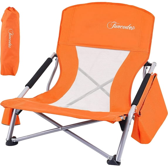 Funcode Foldable Beach Camping Chair for Adults with Cooler Bag - Portable Outdoor Travel Chair ...