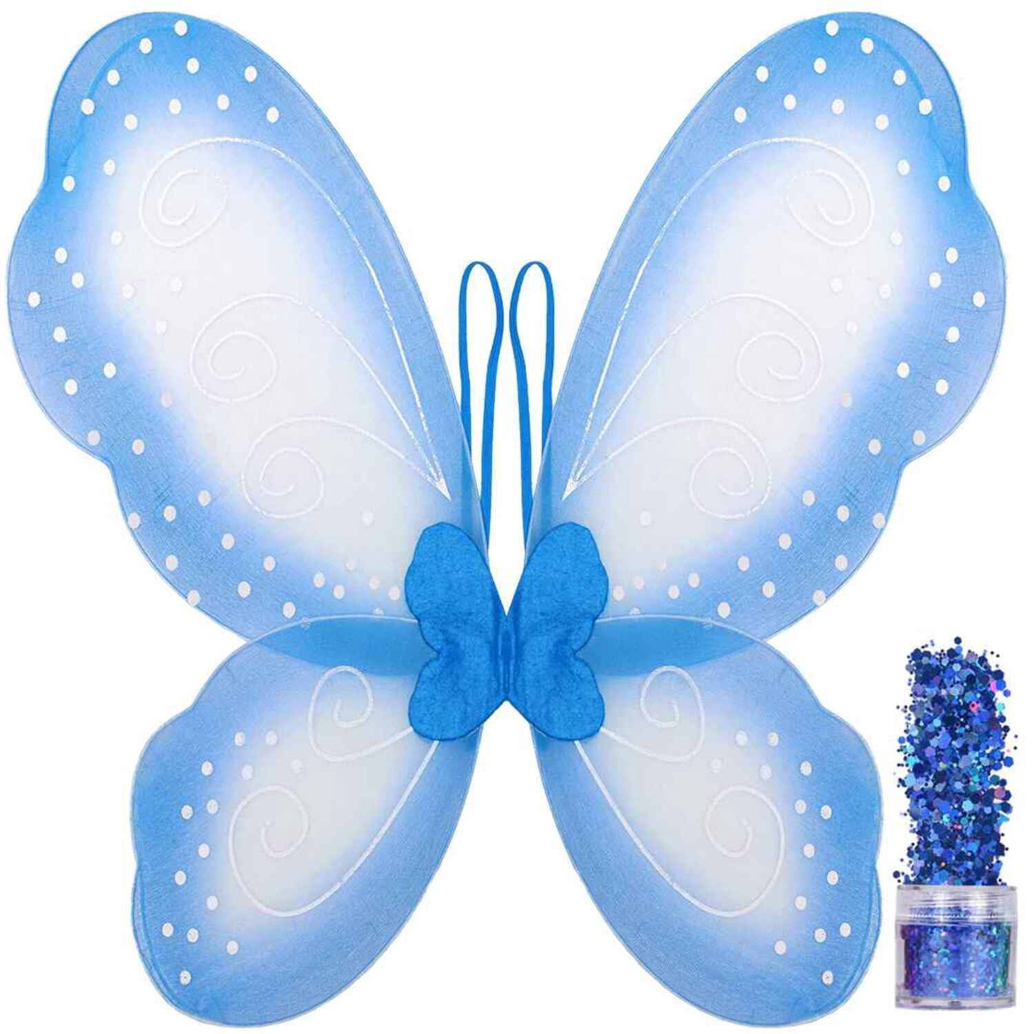 Funcredible Blue Butterfly Wings | Fairy Wings with Chunky Glitter Set ...