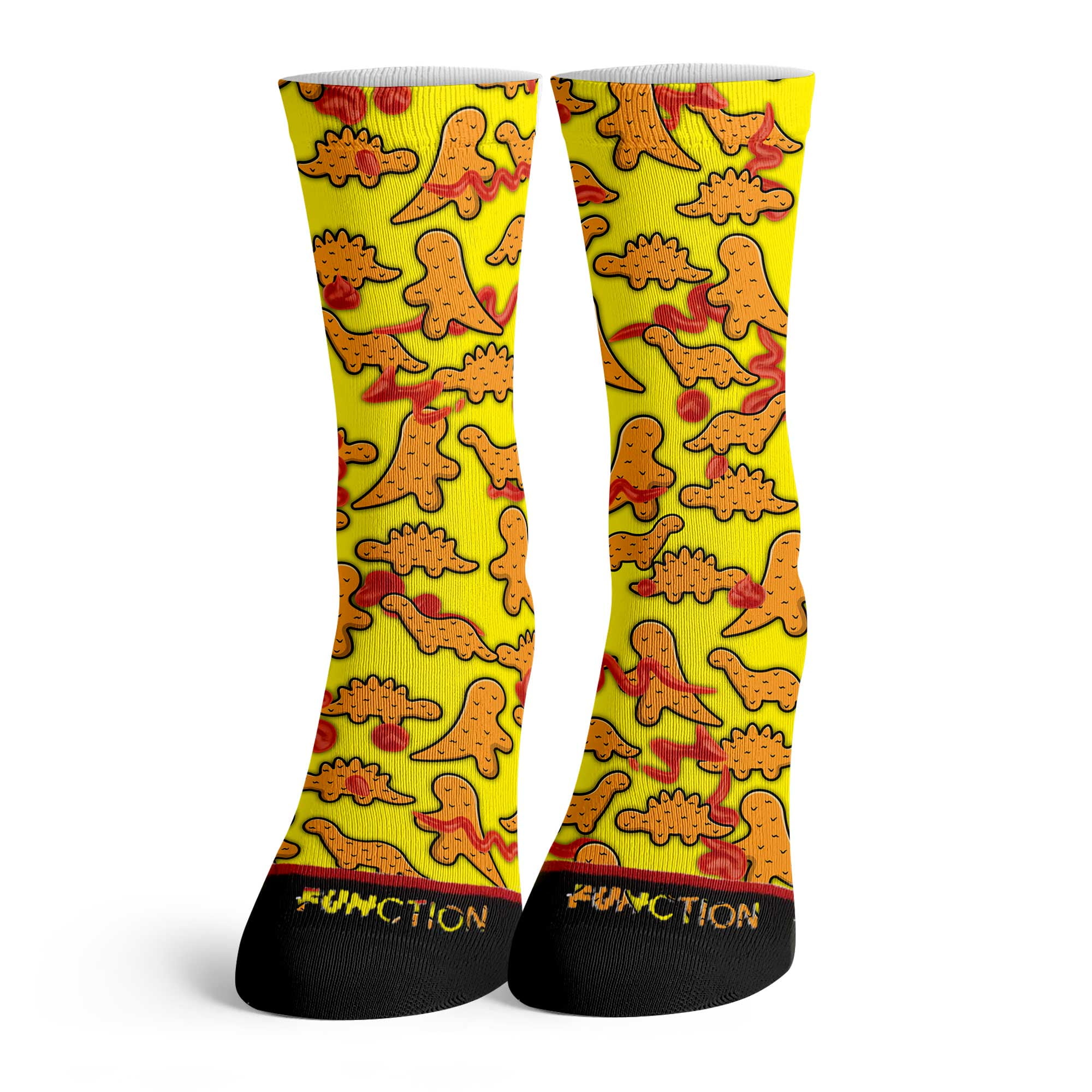 Function - Cartoon Dinosaur Chicken Nuggets Yellow Pattern Adult Crew ...