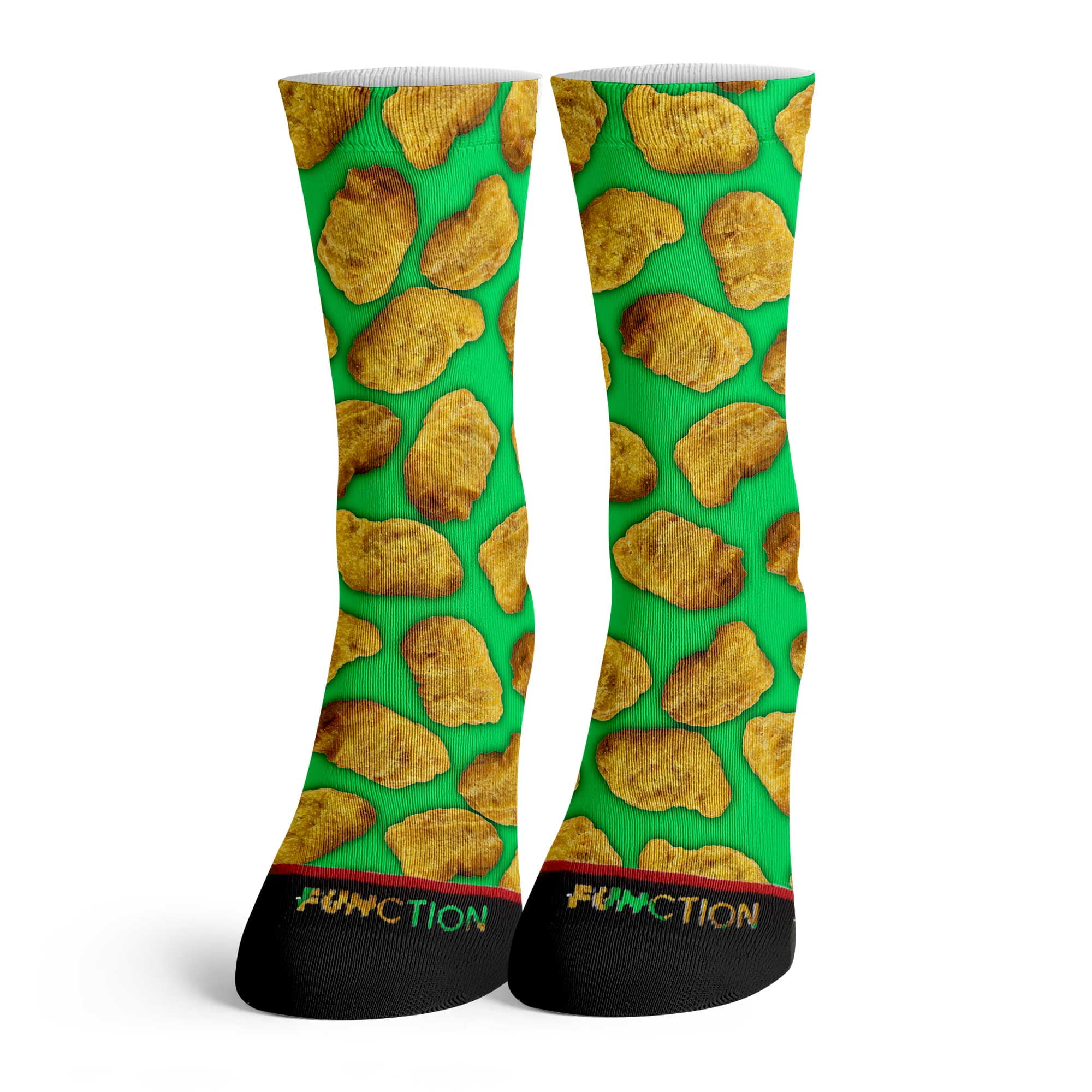 Function - Chicken Nuggets Green Pattern Adult Crew Socks Funny Food ...