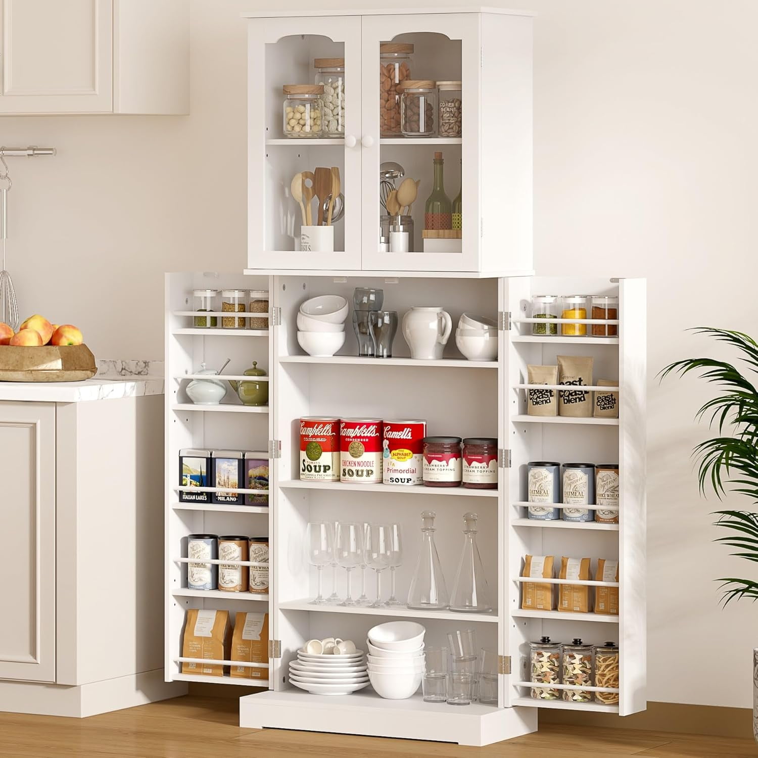 Function Home 72" Kitchen Pantry Cabinet, Freestanding Storage Cabinet ...