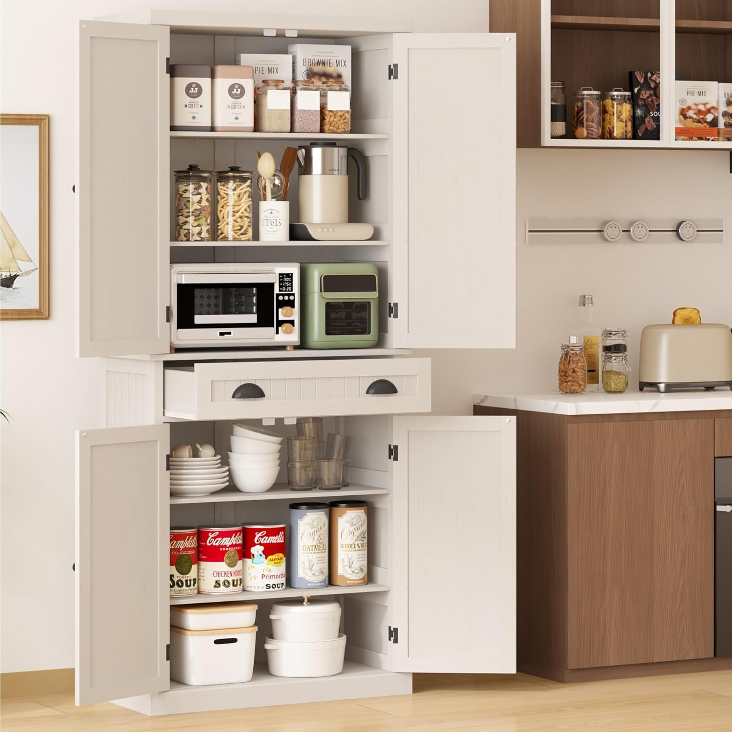 Function Home 72" Kitchen Pantry Cabinet, Tall Storage Cabinet ...