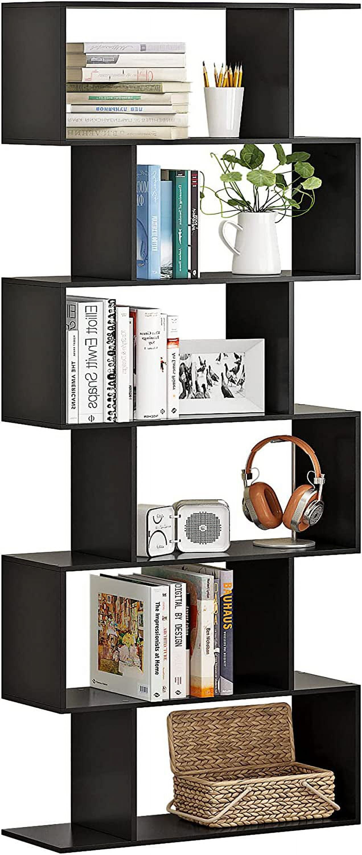 Function Home Geometric Bookcase S Shaped Bookshelf Modern Freestanding ...