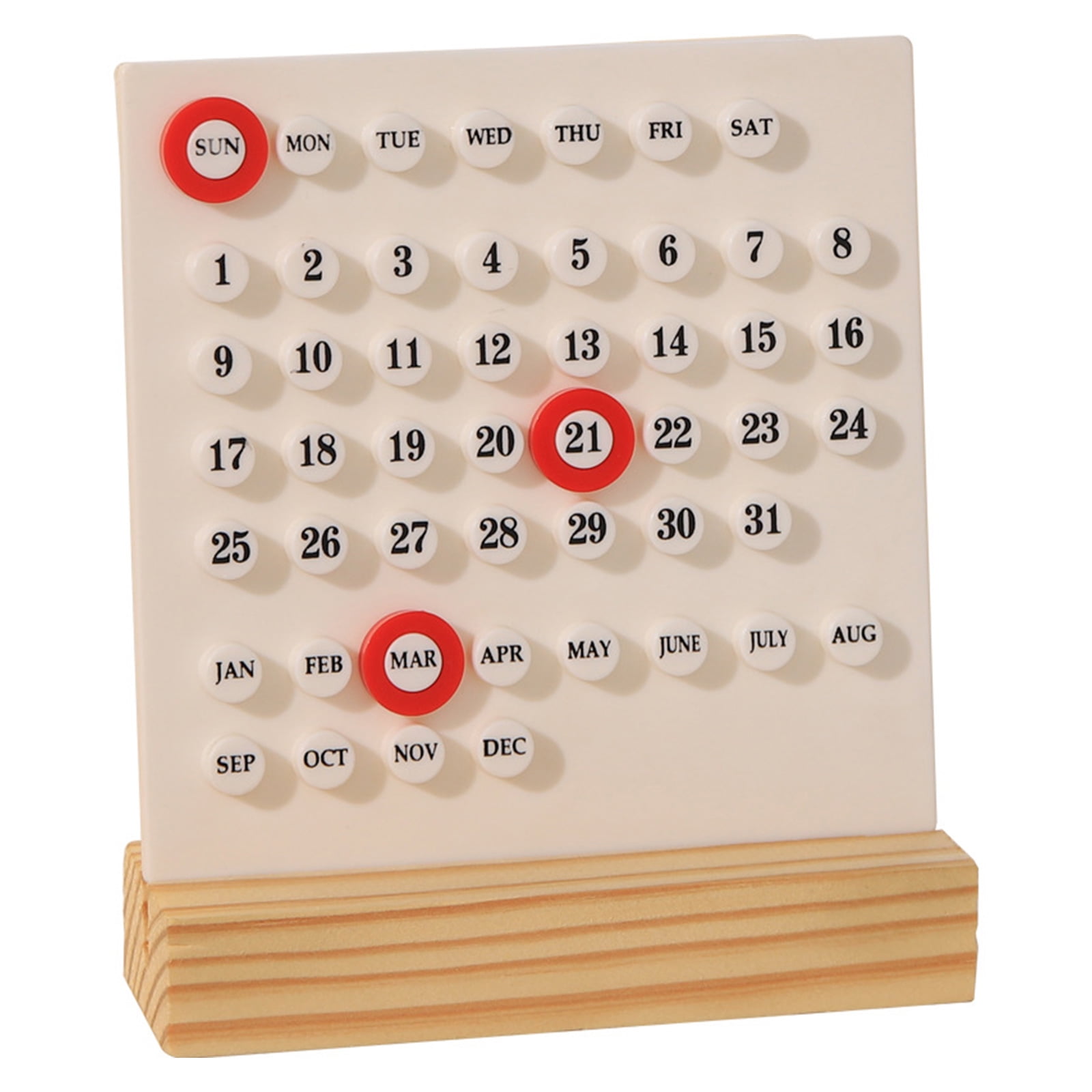 Functional Acrylic Permanent Calendar with Wooden Stand for Home and ...