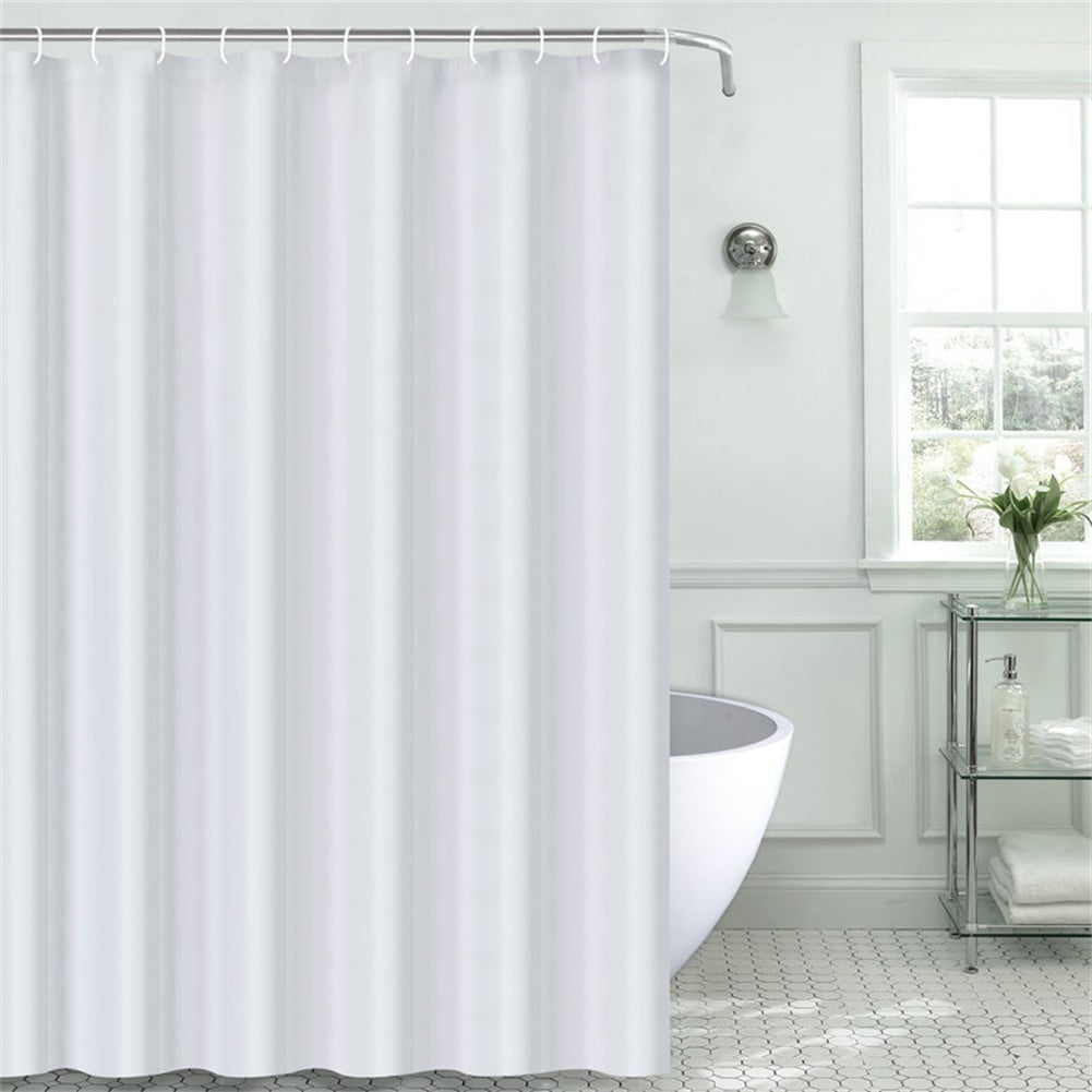 Functional And Stylish White Shower Curtains Adjustable Size With Hooks ...