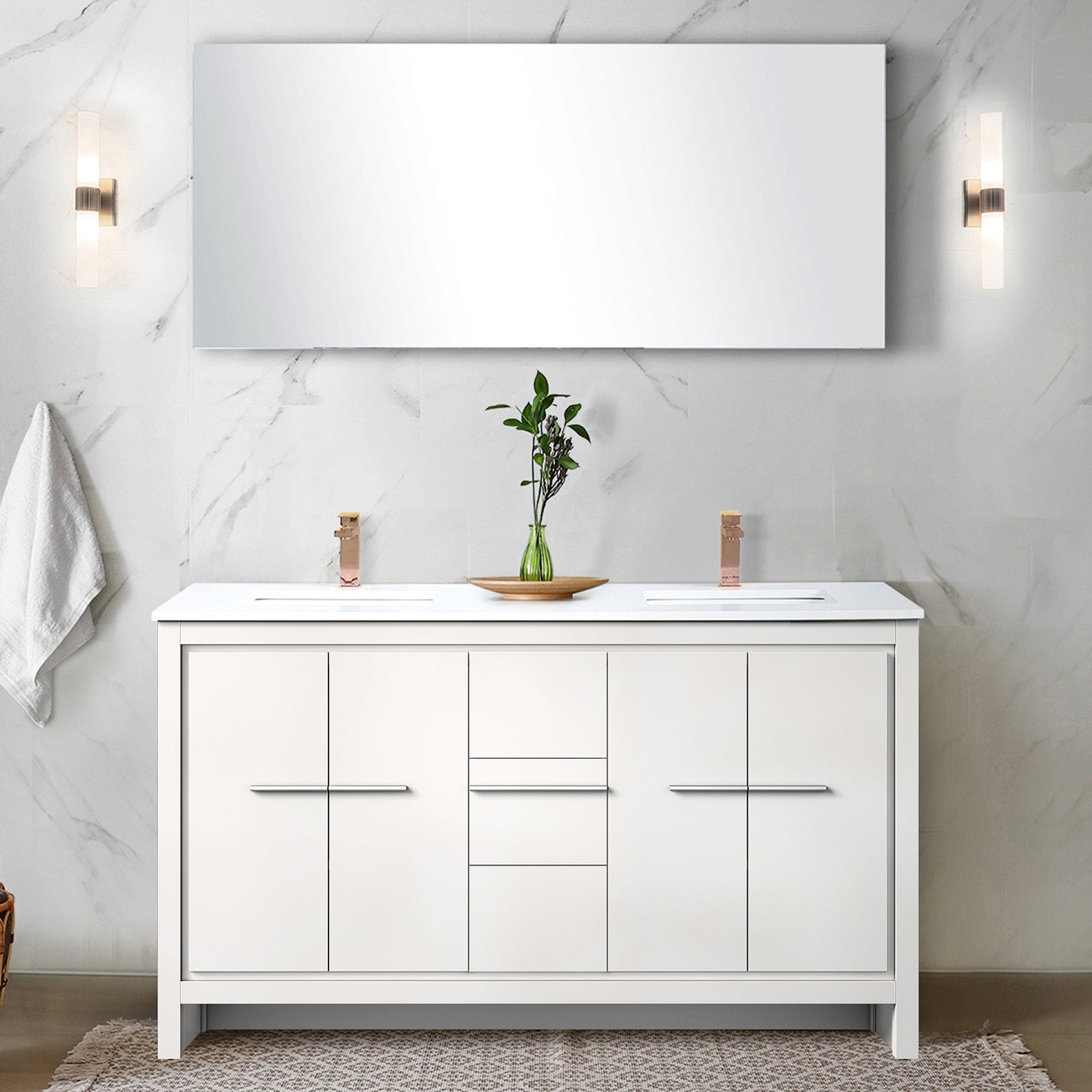 Functional Bathroom Design - Double Vanity with Two Cabinets and ...