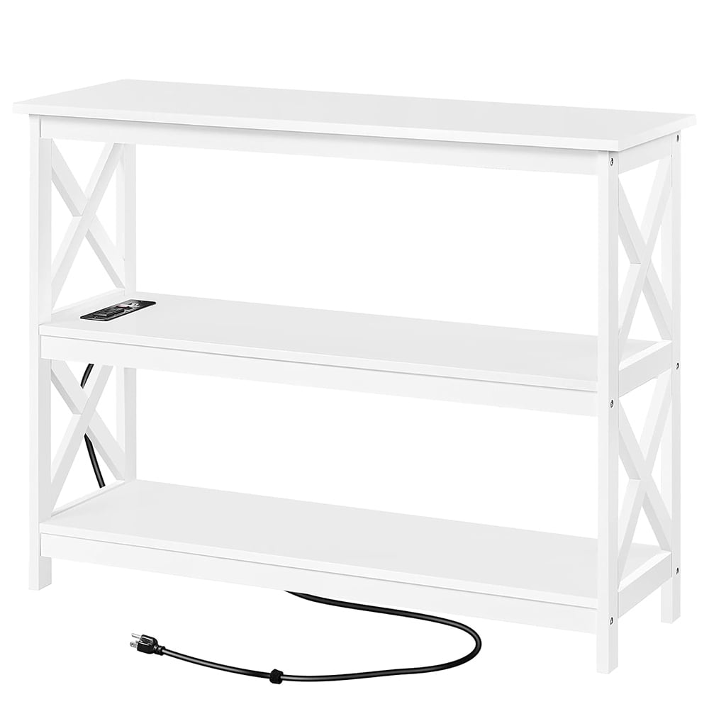 Functional Console Table with Charging Station, Long Narrow Entryway Table for Apartments, X ...