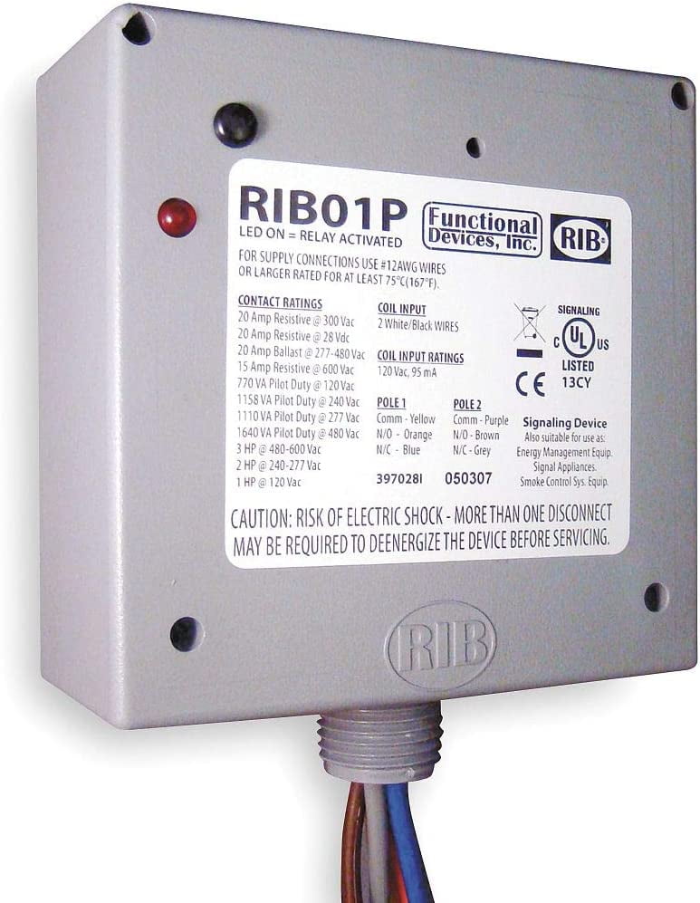 Functional Devices Inc / Rib RIB01P Enclosed Pre-Wired Relay, 20A ...