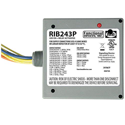 Functional Devices RIB243P Power Relay, 20 Amp 3PST-N/O, 24 Vac/dc Coil ...