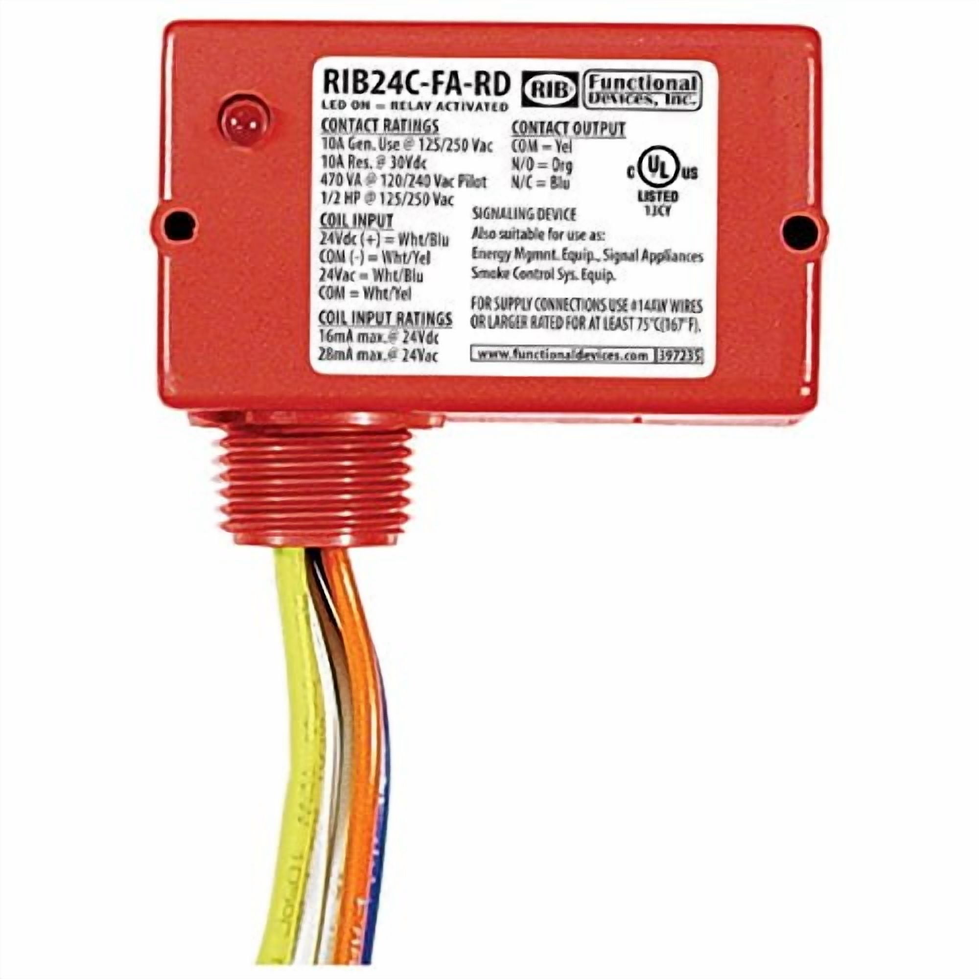 Functional Devices RIB24C-FA-RD Polarized Relay, 10 Amp SPDT, 24 Vac/dc ...