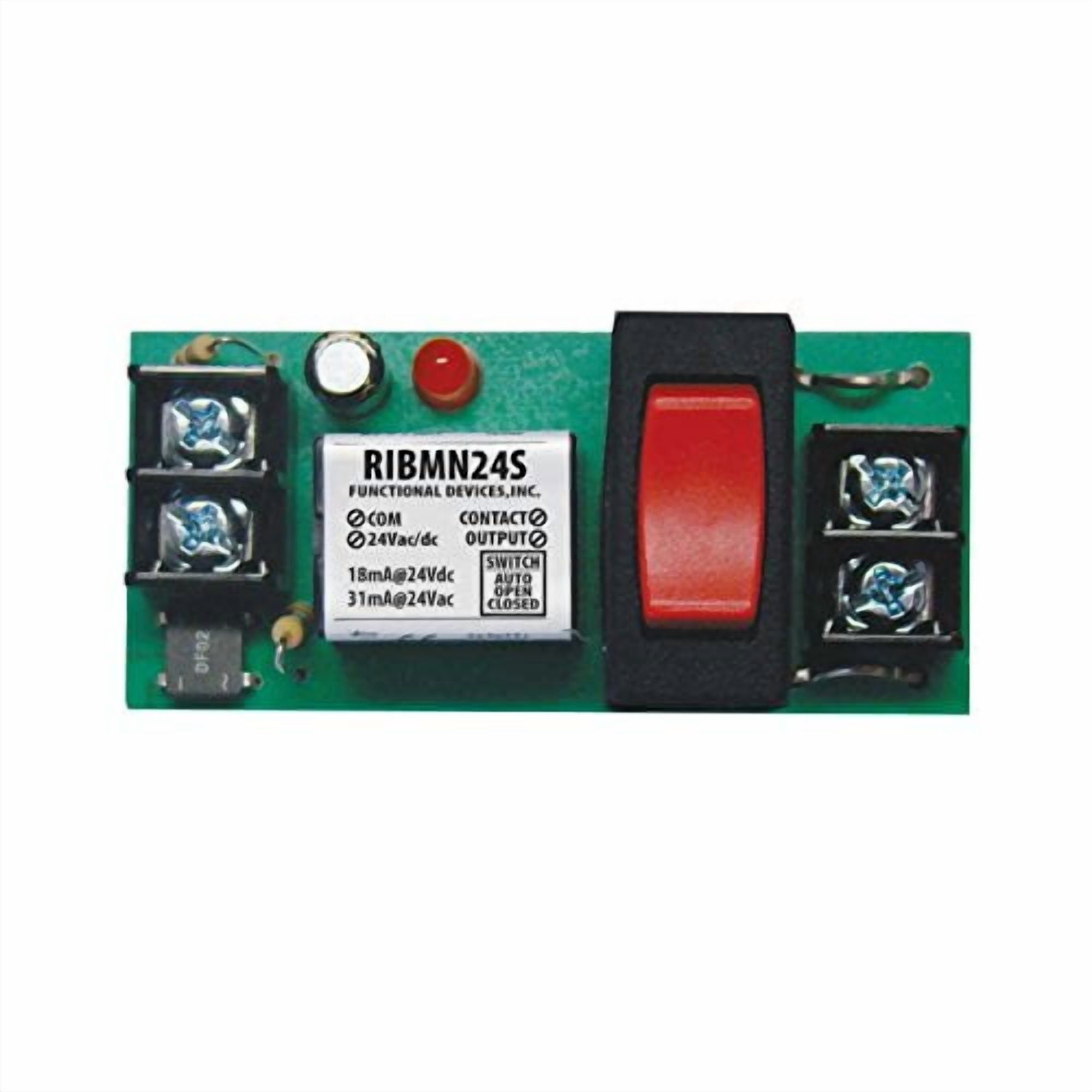 Functional Devices RIBMN24S Pilot Relay, 15 Amp SPST + Override, 24 Vac ...