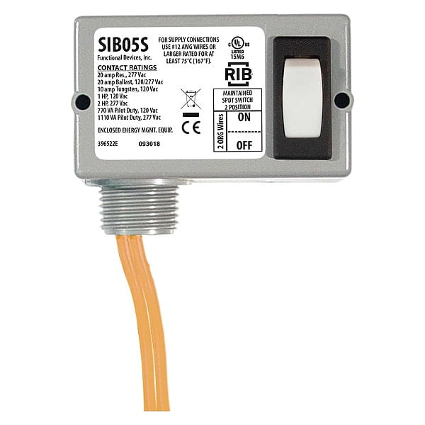 Functional Devices-Rib Prewired Rocker Switch,SPST,20A@277VAC SIB05S ...