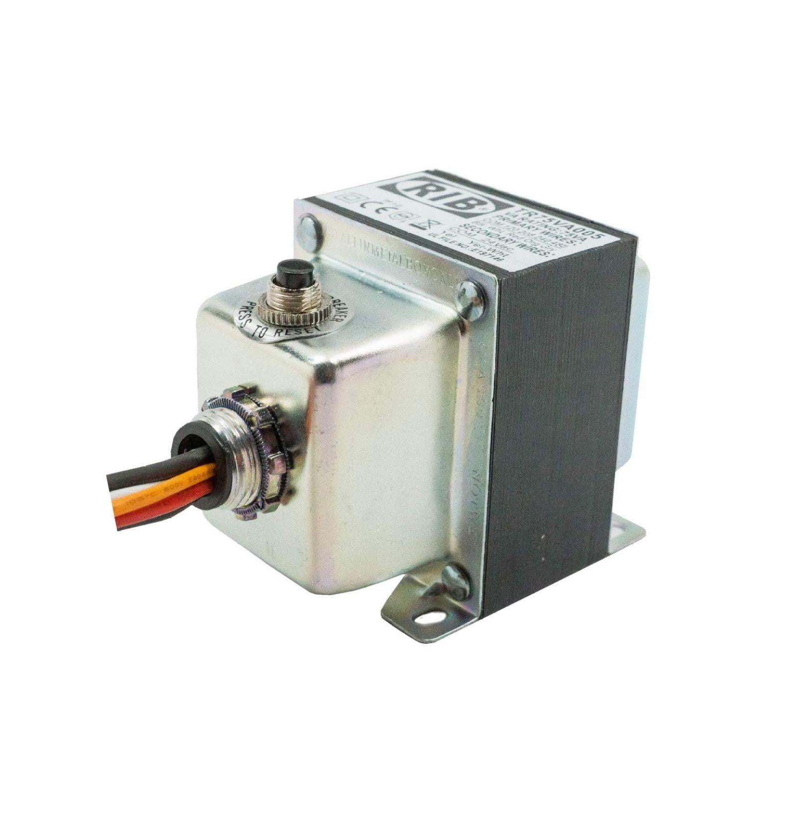 Functional Devices TR75VA005 Transformer - 75VA 480/240/208/120 to 24VAC - with Circuit Breaker ...